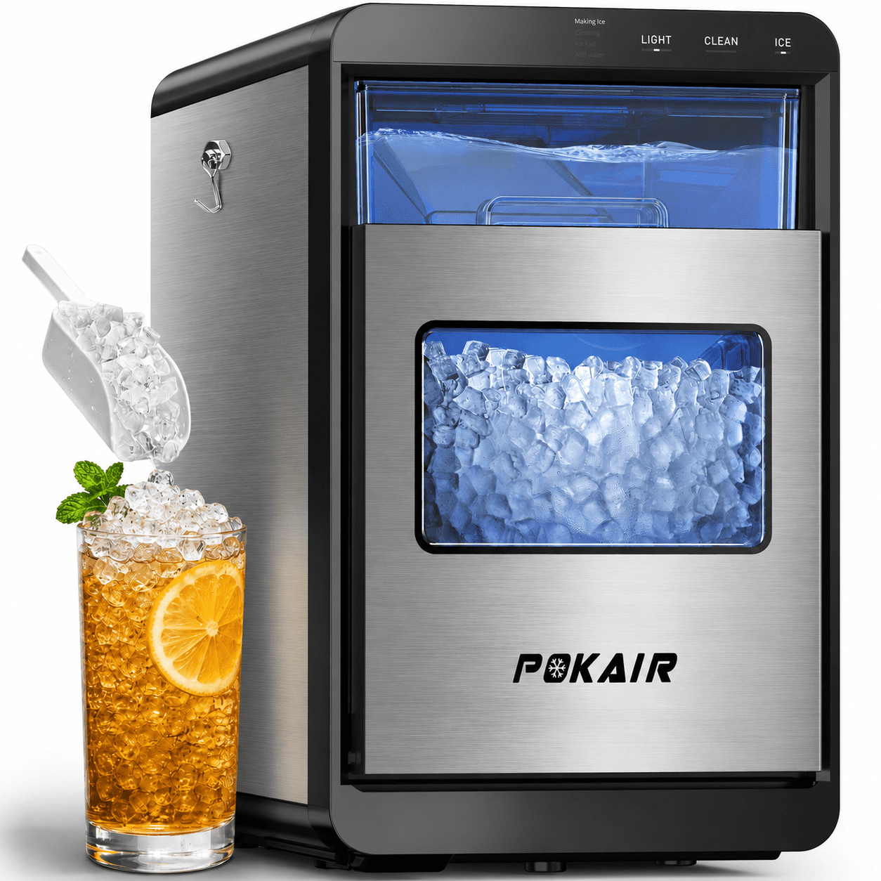 POKAIR Countertop Nugget Ice Maker for Fresh Chewable Ice, 44 lbs/Day ...
