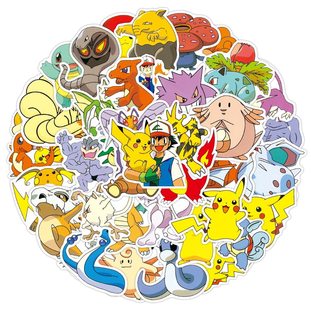 POKEMON 50Pcs Cartoon Movie Stickers Gifts for Kids Girl Laptop, Cute ...