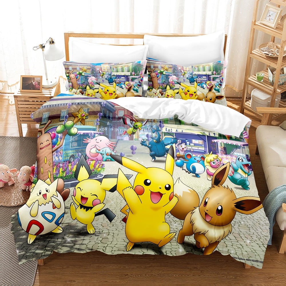 POKEMON Bedding Set, 2-Piece/3-Piece Anime Ultra Soft Breathable 3D ...