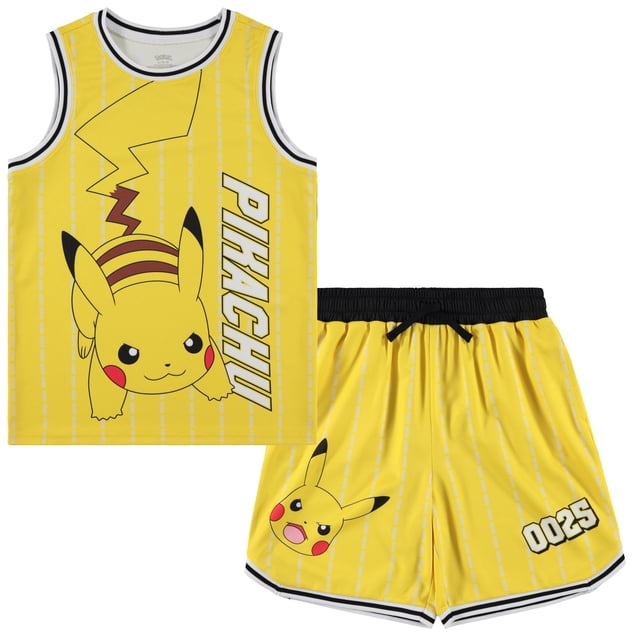 POKEMON Boys Pickachu Basketball Jersey Shirt and Shorts Clothing Set ...