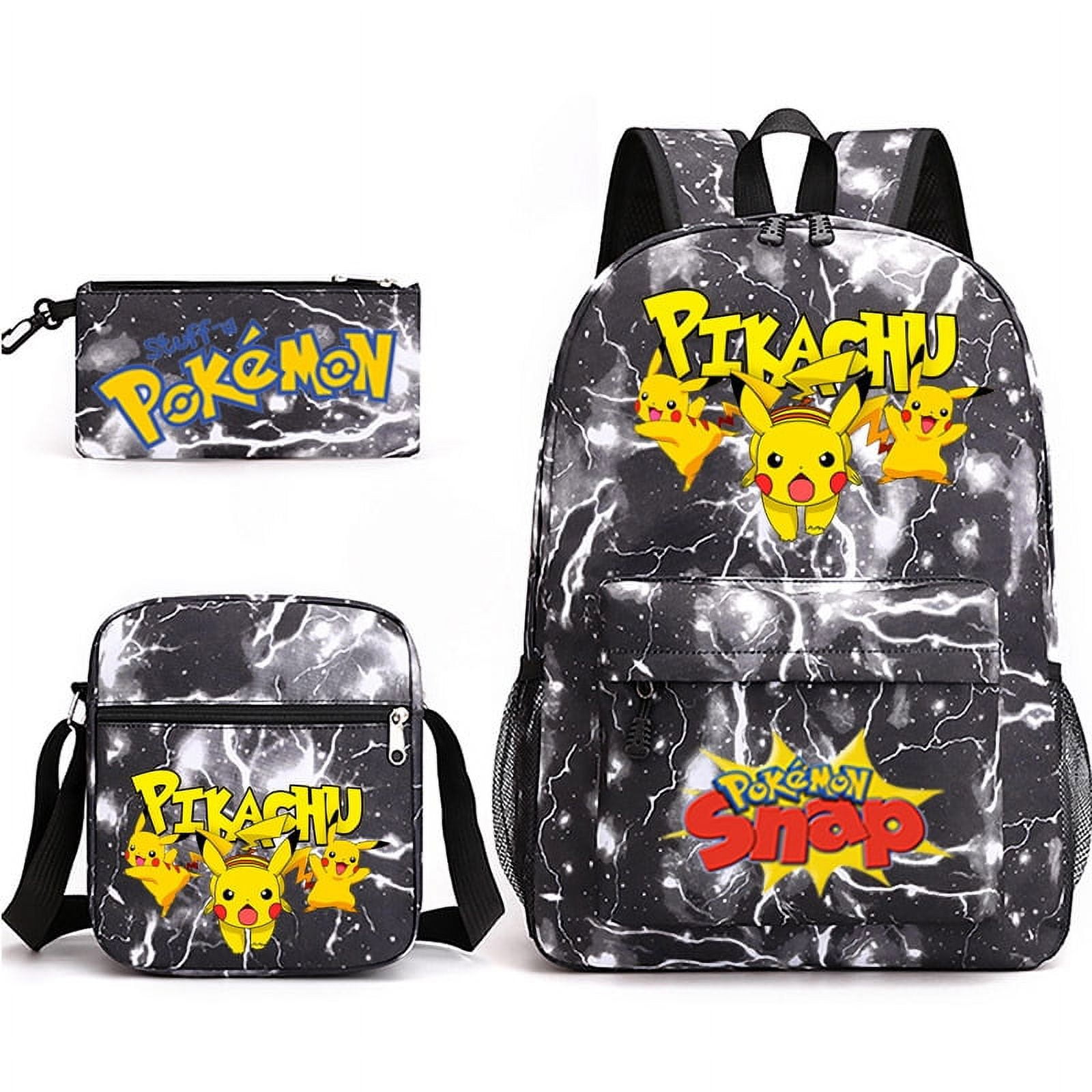 POKEMONCartoon 3 Piece Backpack Anime Knapsacks Game Day Packs Cartoon ...