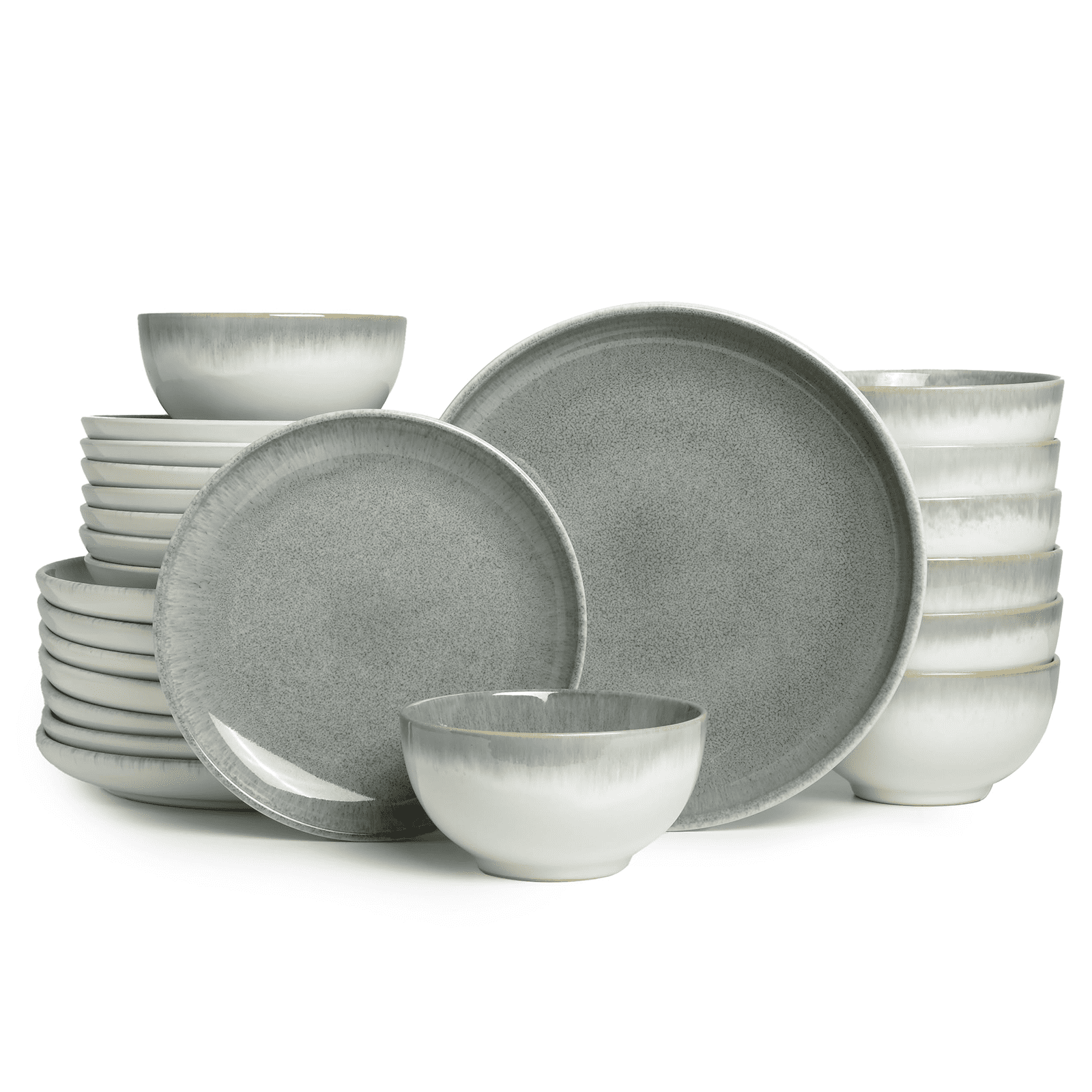Pokini 24-Piece Stoneware Dinnerware Sets, Plates and Bowls Dish Sets ...
