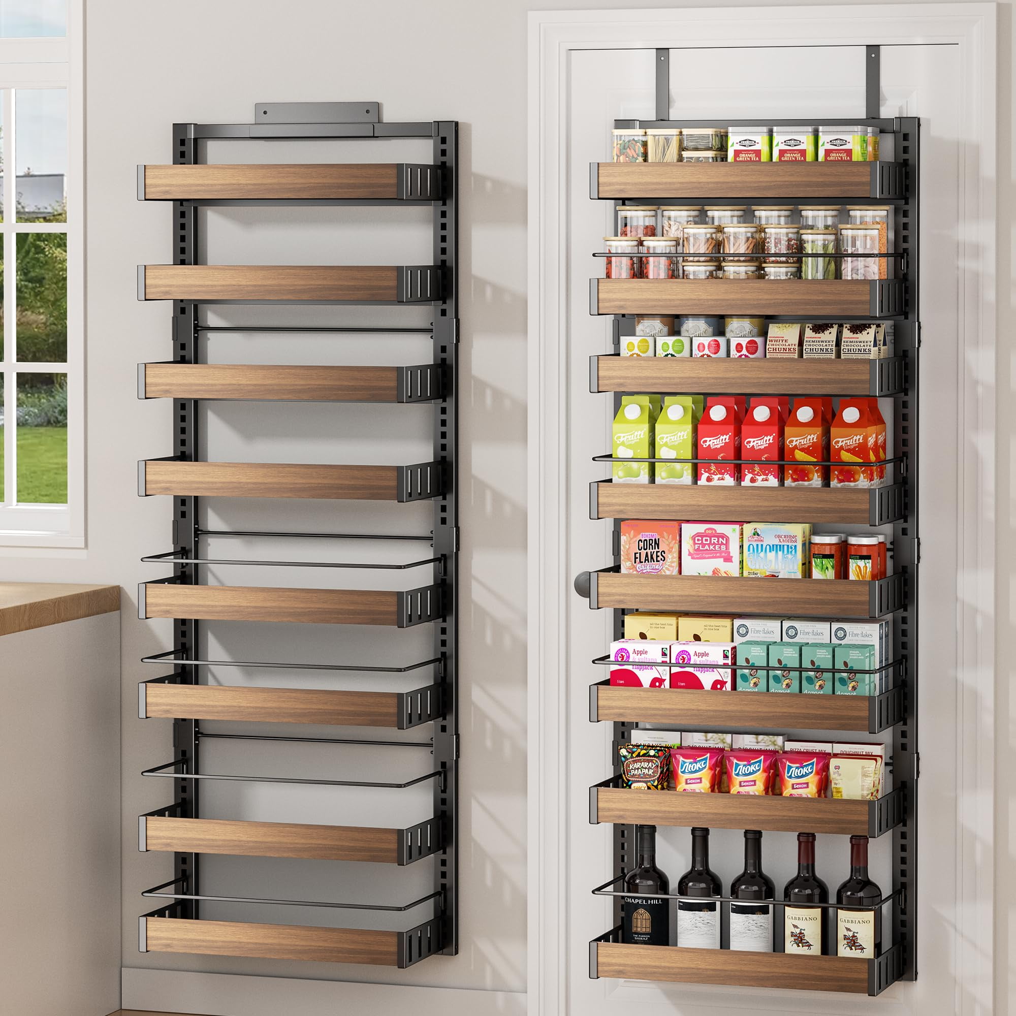 POKIPO 8 Tier Over The Door Pantry Organizer, 1 Wall Mount or Hanging ...
