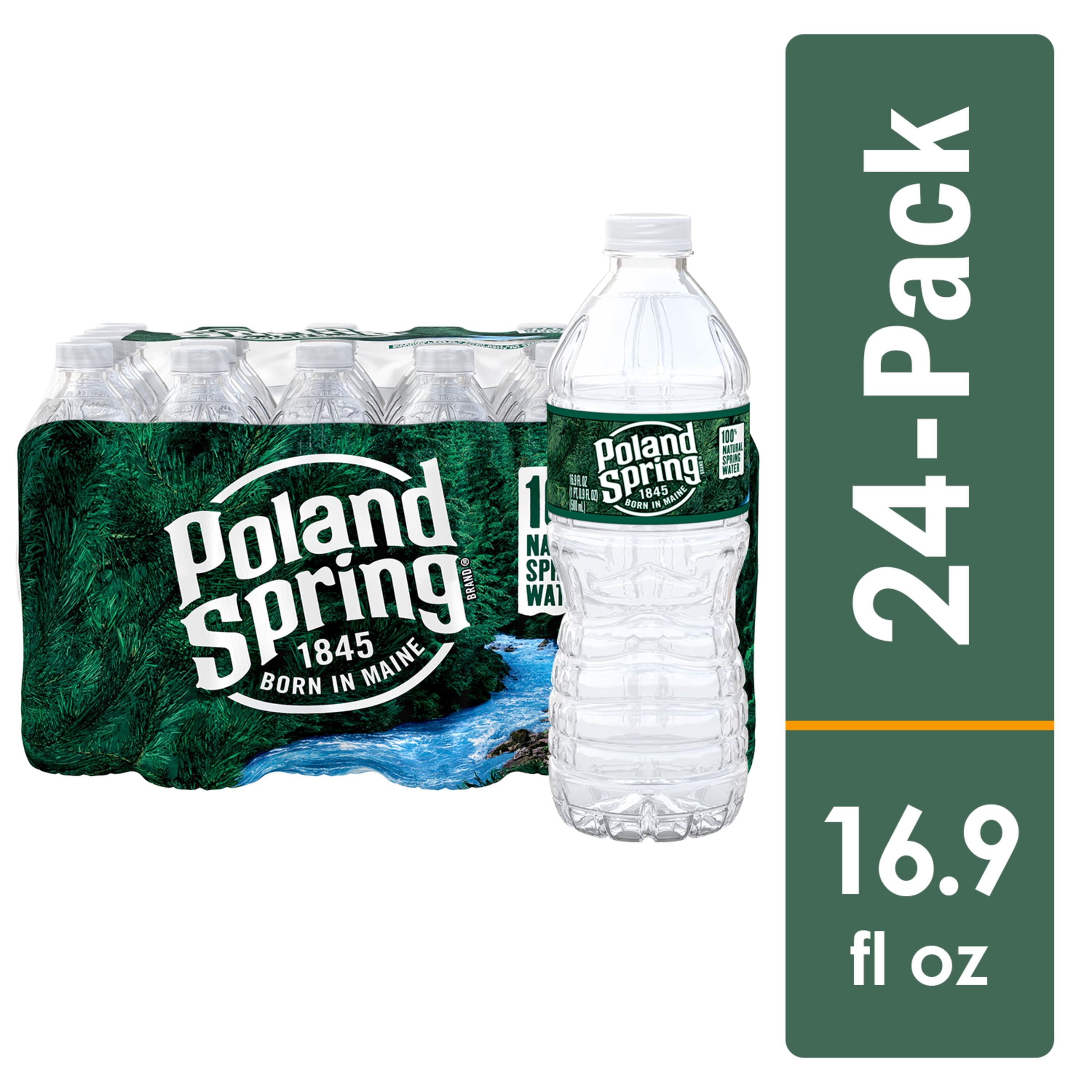 POLAND SPRING 100% Natural Spring Water, 16.9-ounce Plastic Bottles, Drinking Water, Case of 24 ...