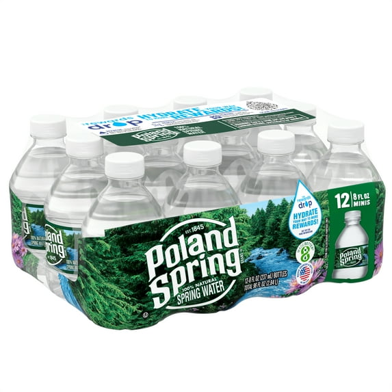 POLAND SPRING 100% Natural Spring Water, 8-ounce Mini Bottles - Pack of ...