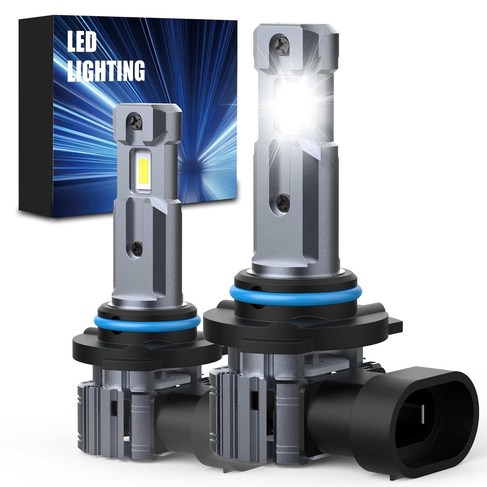 POLARPRA 2pcs 9005 LED Headlight Bulbs 500% Brighter Wireless Headlight ...