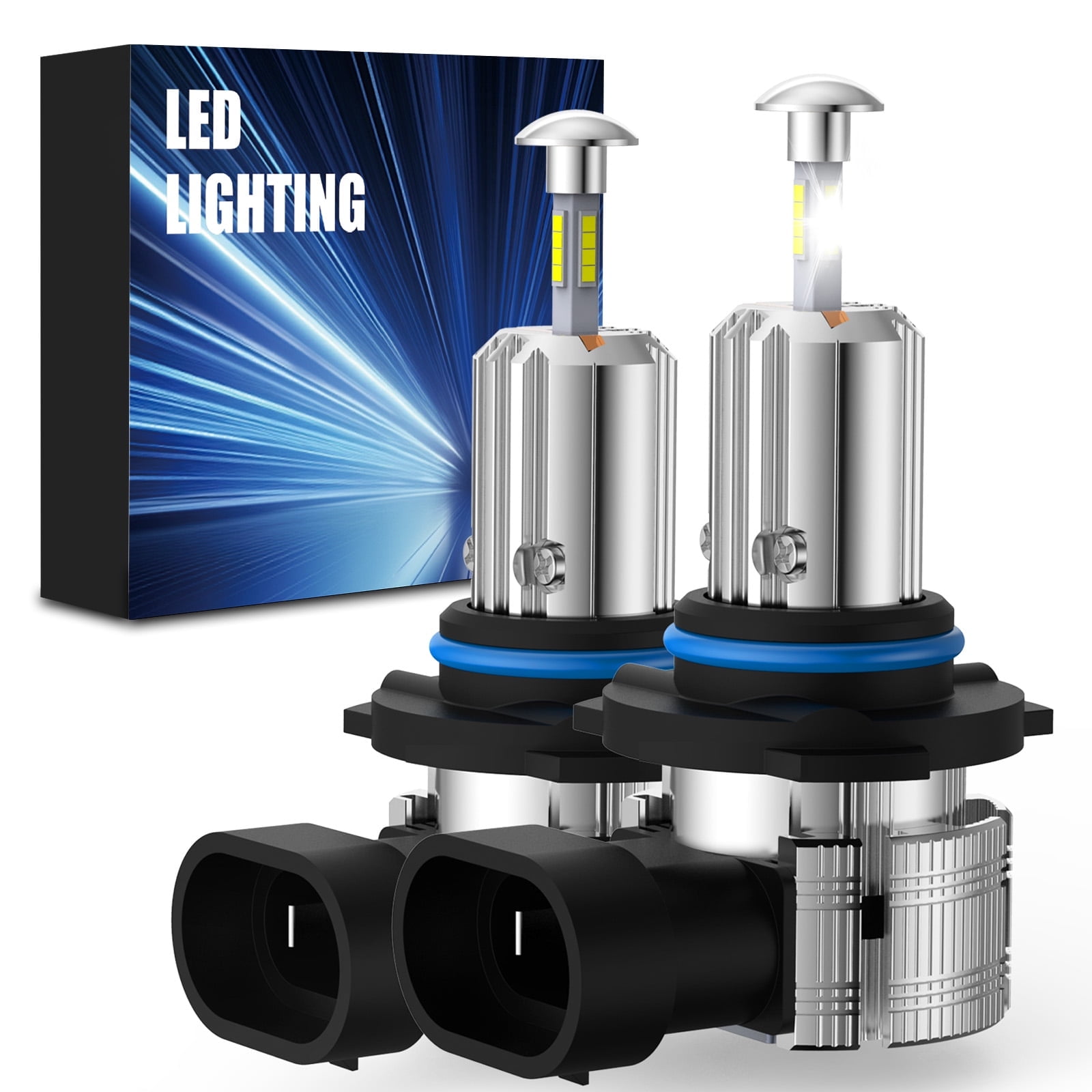 POLARPRA 2pcs 9005 LED Headlight Bulbs 800% Brighter Wireless Headlight ...
