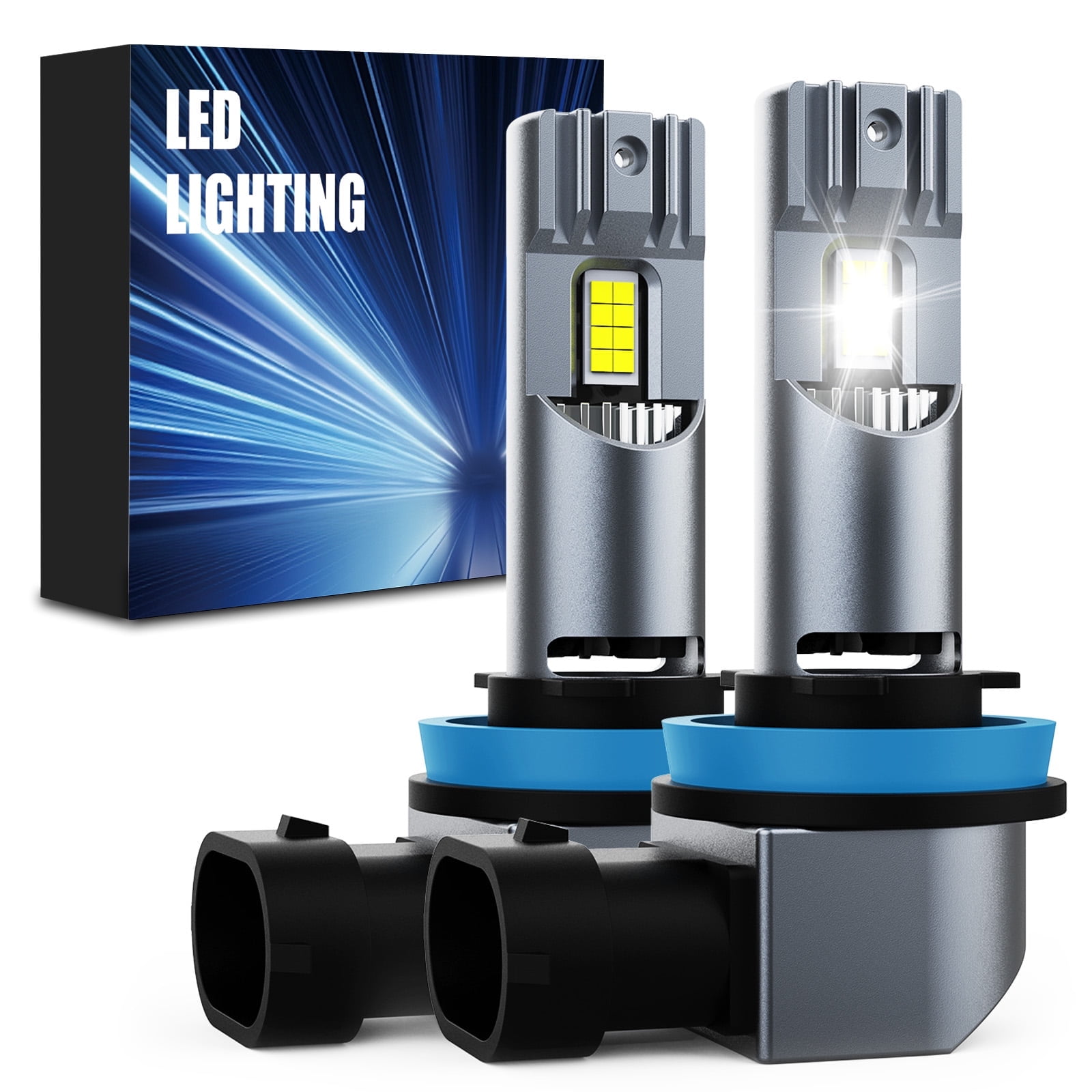 POLARPRA 2pcs H11 LED Headlight Bulbs 600% Brighter, Wireless, 24000LM ...