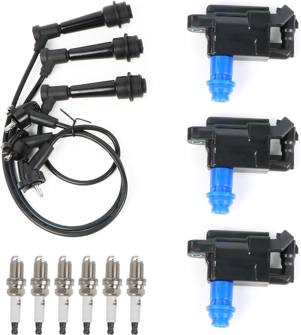 POLARPRA 3PCS UF228 Ignition Coils Pack & 6PCS 7092 Iridium Spark Plugs ...