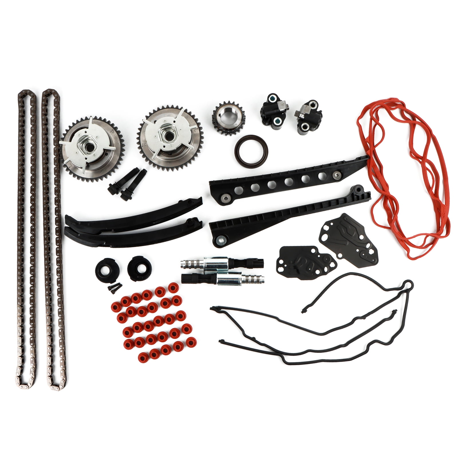 POLARPRA Timing Chain Kit+Cam Phasers+VVT Valves For Ford F150 Lincoln ...