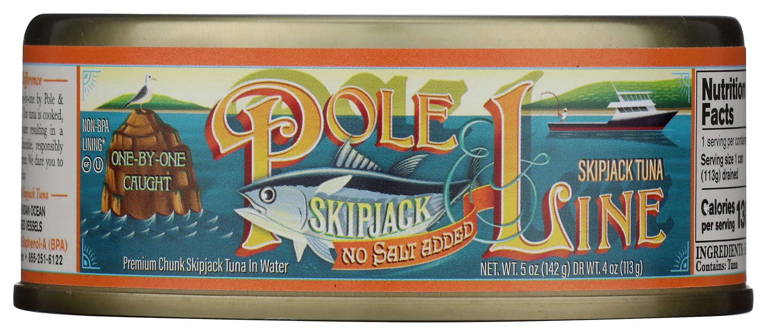 POLE AND LINE Skipjack Tuna in NSD3 Water No Added Salt, 5 OZ - Walmart.com