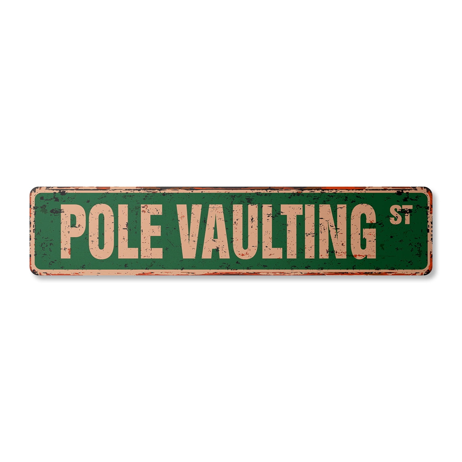 POLE VAULTING Vintage Aluminum Street Sign track and field vaulter high ...