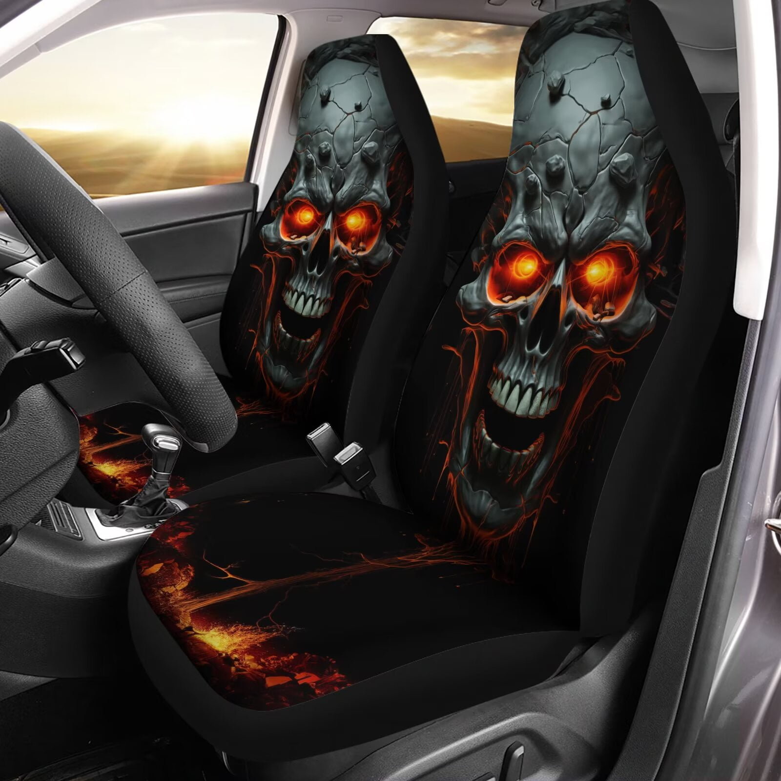 POLERO 2 Pieces Durable Car Seat Covers Front Seats Only Horror Punk ...
