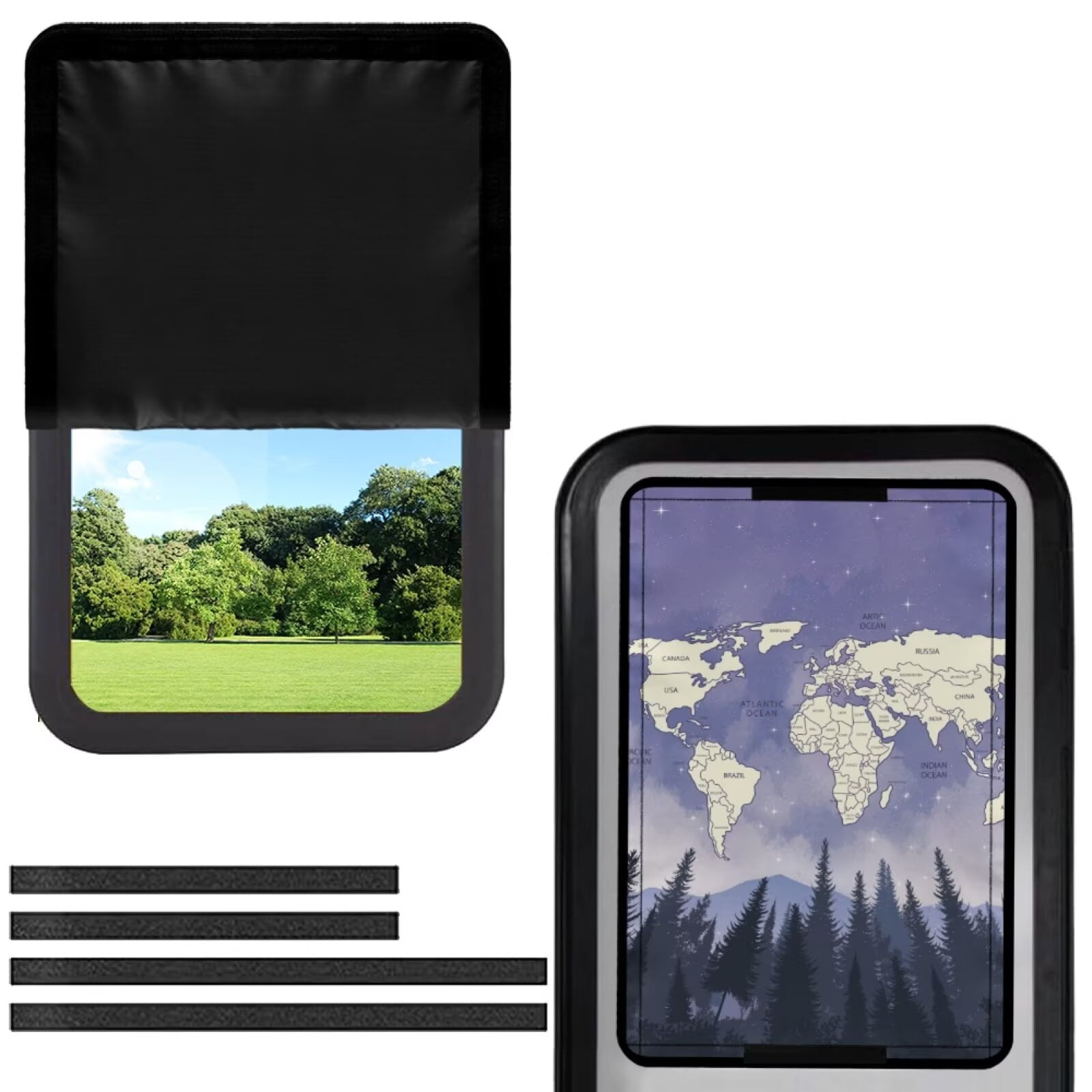 POLERO 26x17.3 inch RV Sun Shade Cover, Forest and Map Window Shade ...