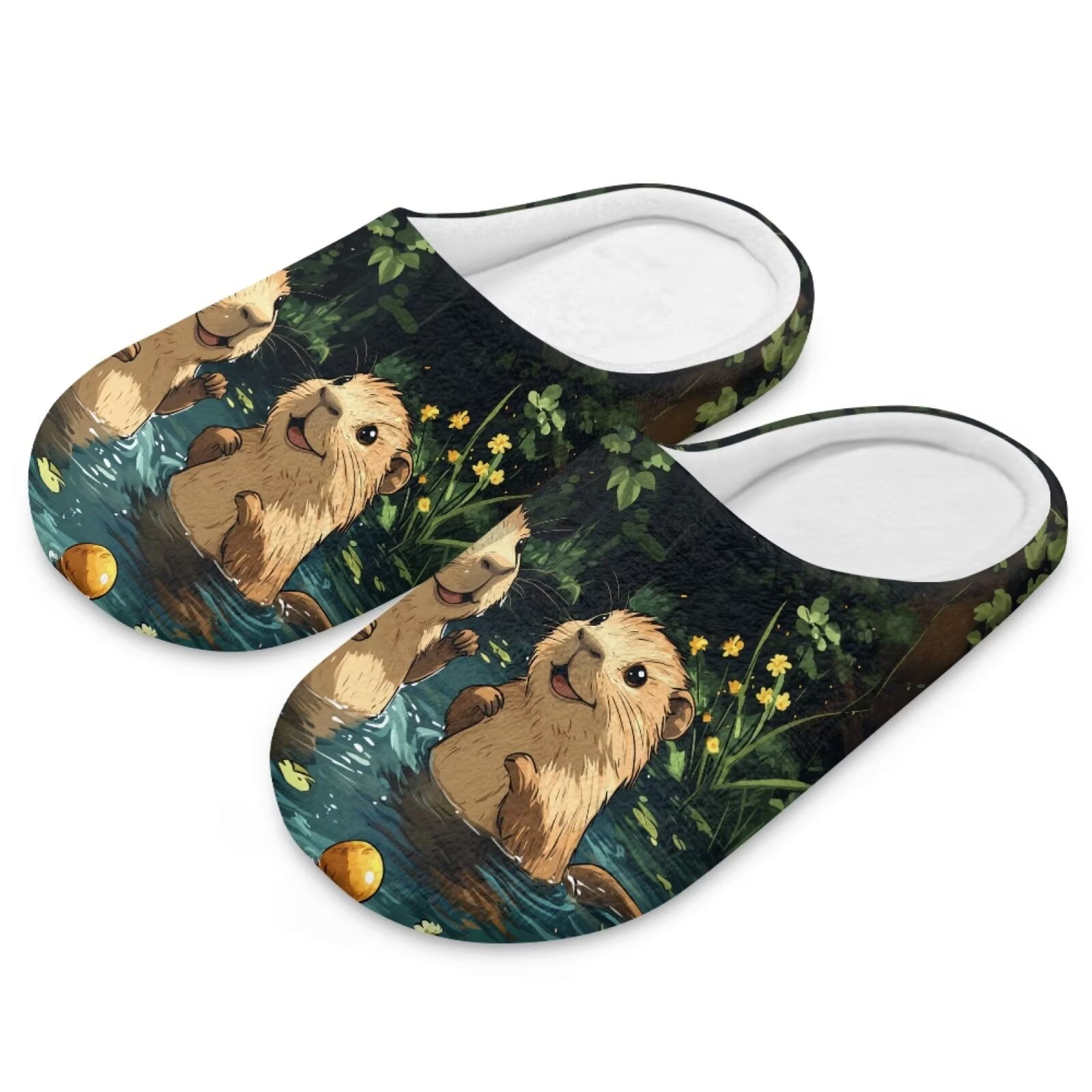 POLERO Adorable Capybara Print Slippers for Women Japanese Style House ...