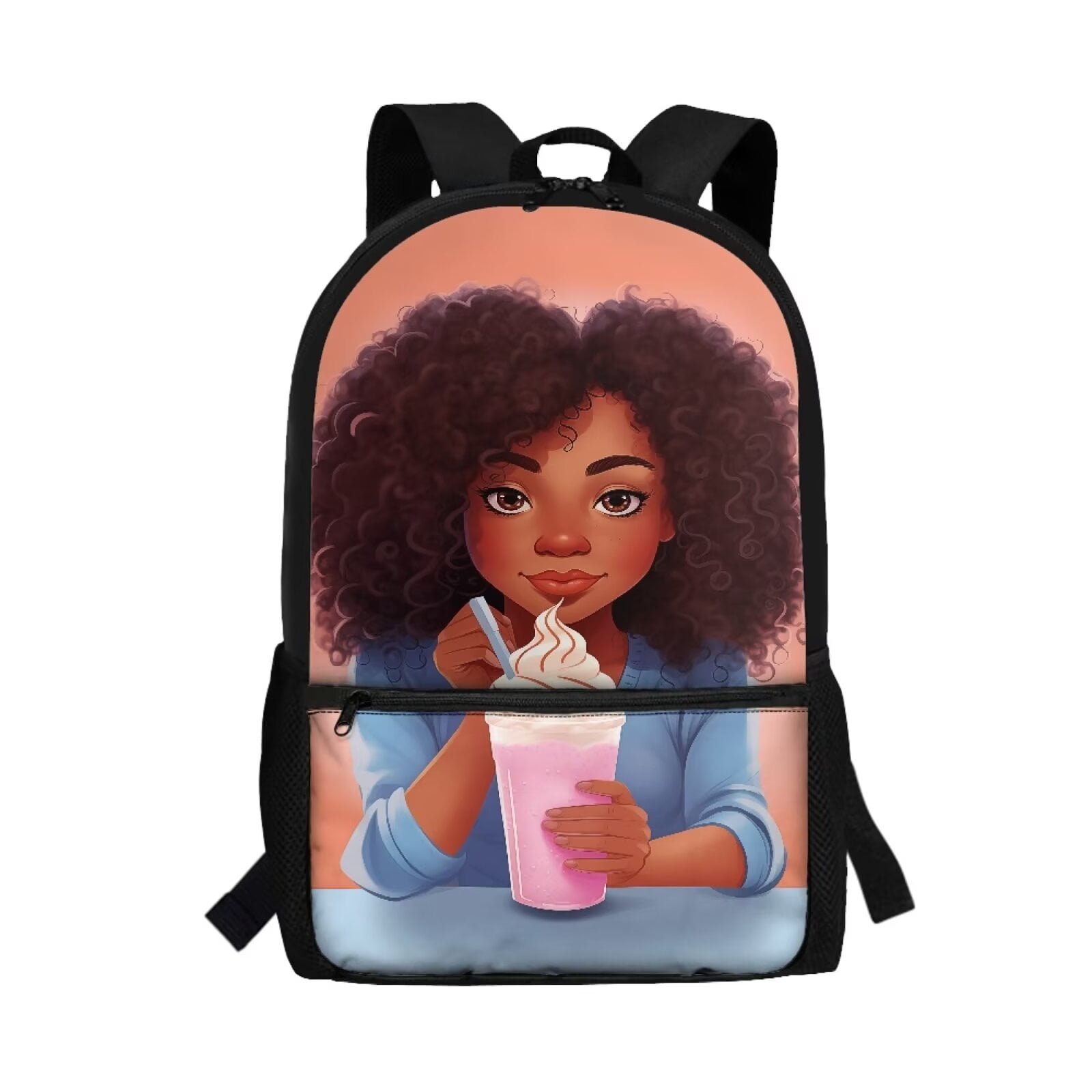 POLERO African American Woman Orange Laptop Backpack School Bag Heavy ...