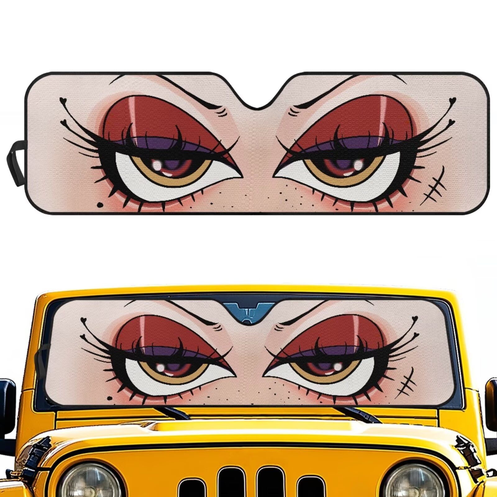POLERO Beauty Eyes Windshield Sun Shade, Cute Shade Heat Shield ...