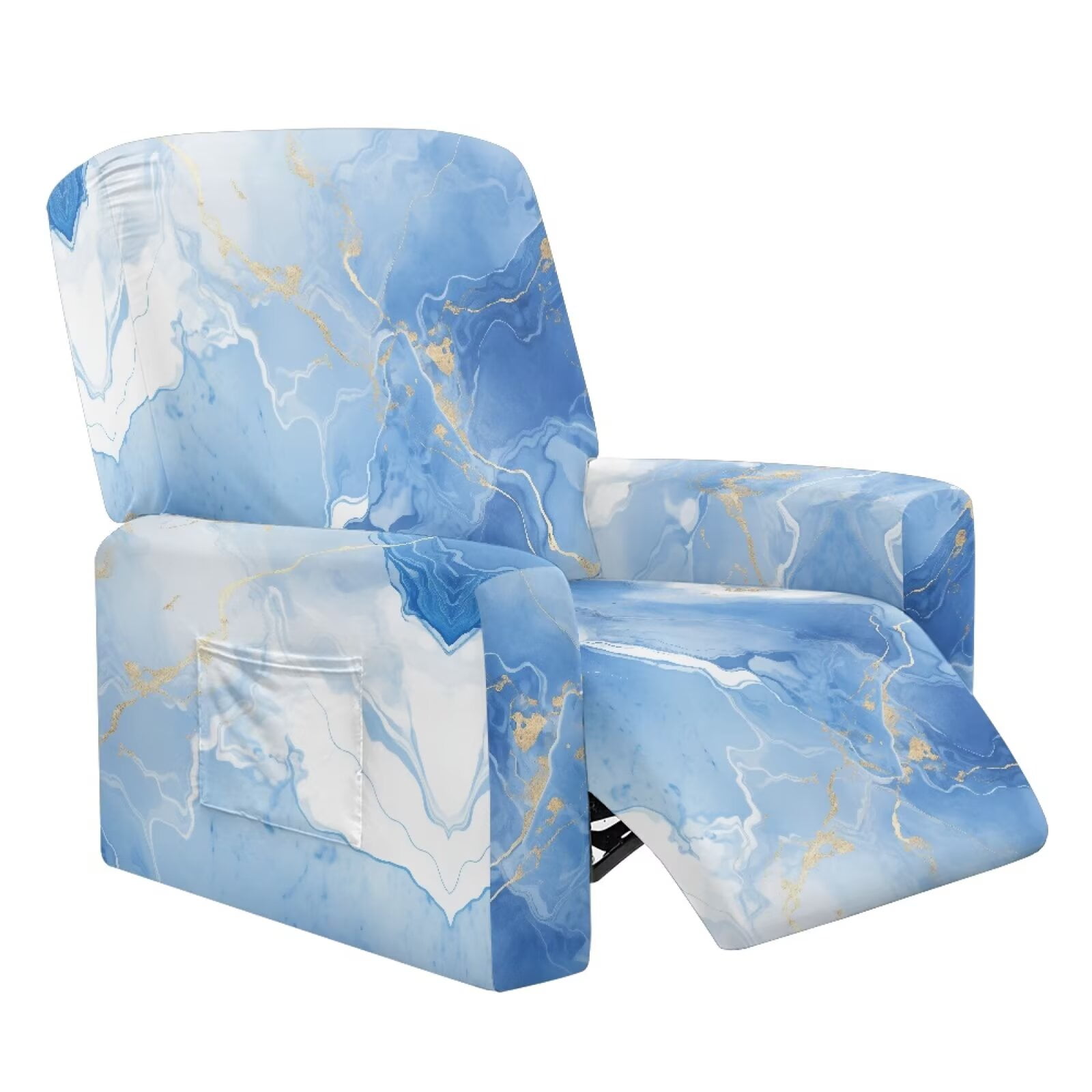 POLERO Blue Marble Pattern Recliner Chair Covers Lazy Boy Recliner ...