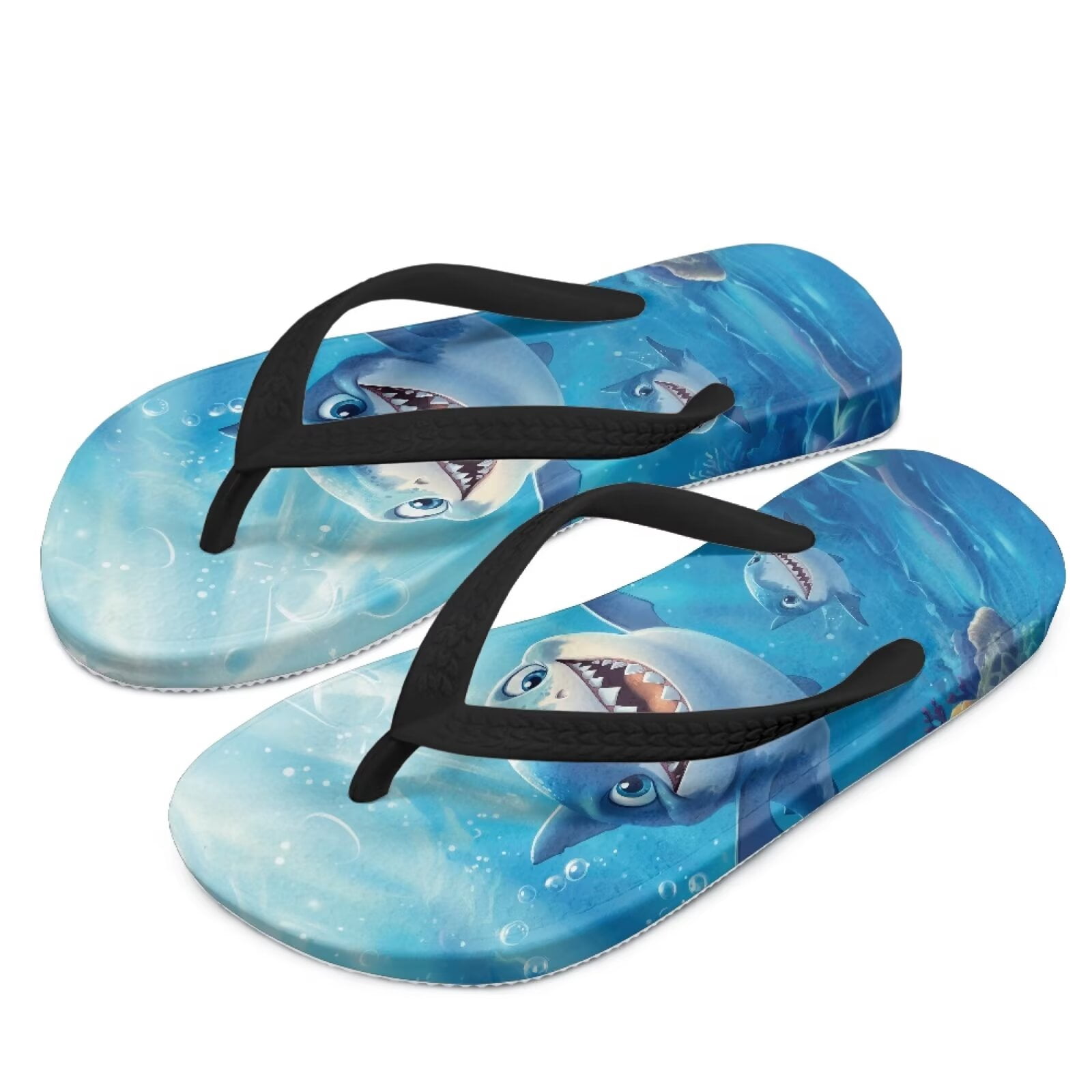 POLERO Boy Girl Flips Flops for Kids Cartoon Sharks Print Slip-on Thong ...