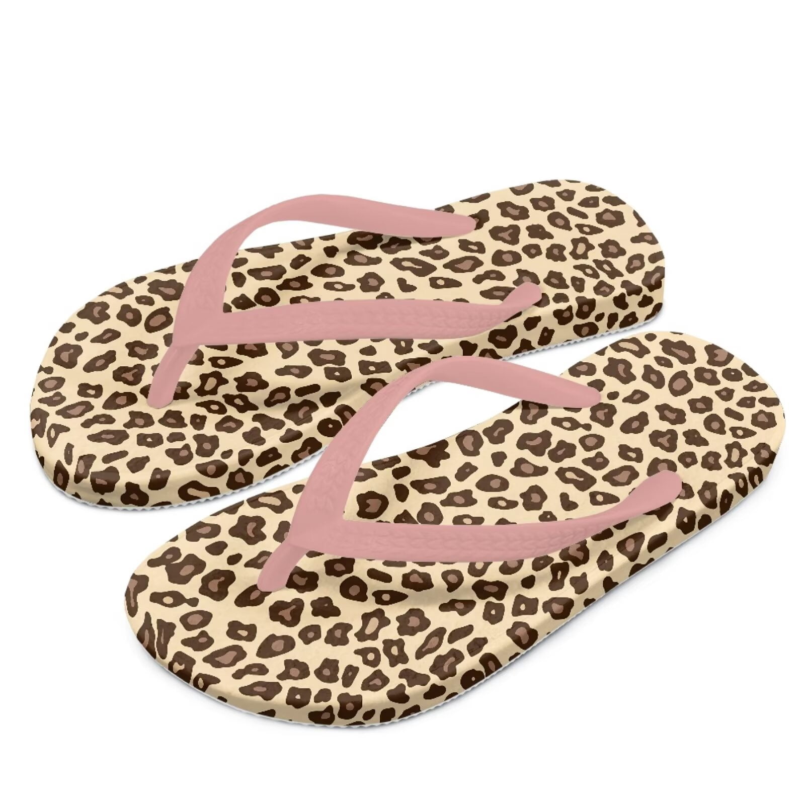 POLERO Brown Leopard Print Flip Flop Sandal Water Shoes - Beach Slides ...