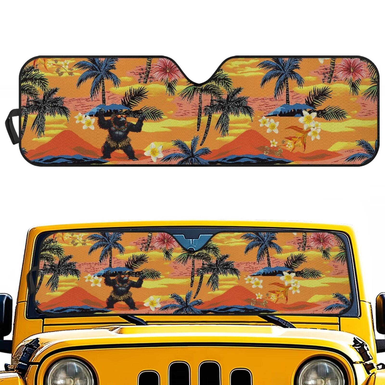 POLERO Car Front Window Sun Shield Hawaiian Palm Tree Universal Auto ...