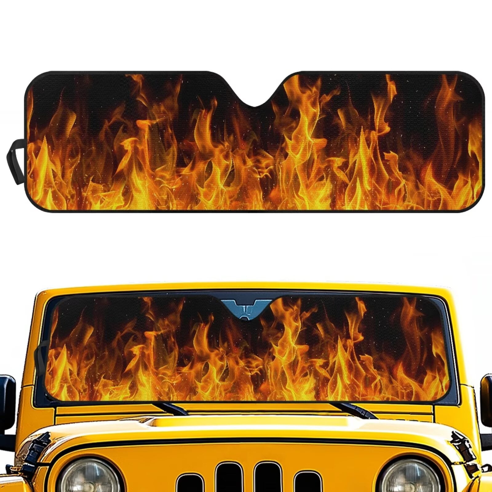 POLERO Car Windshield Sun Shade, Flame Car Window Shades Heat ...
