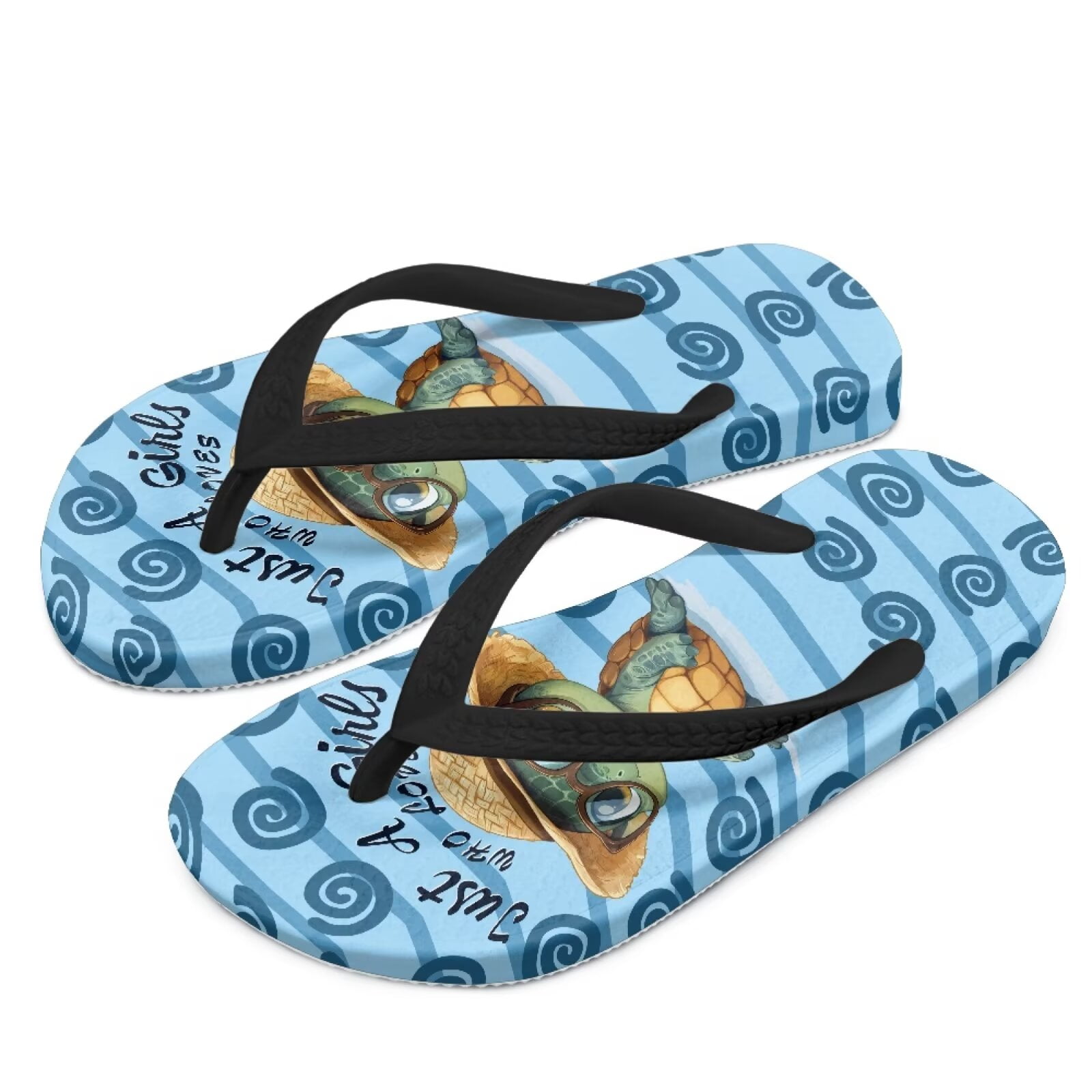 POLERO Catoon Sea Turtle Print Flip Flop Sandal Water Shoes - Beach ...