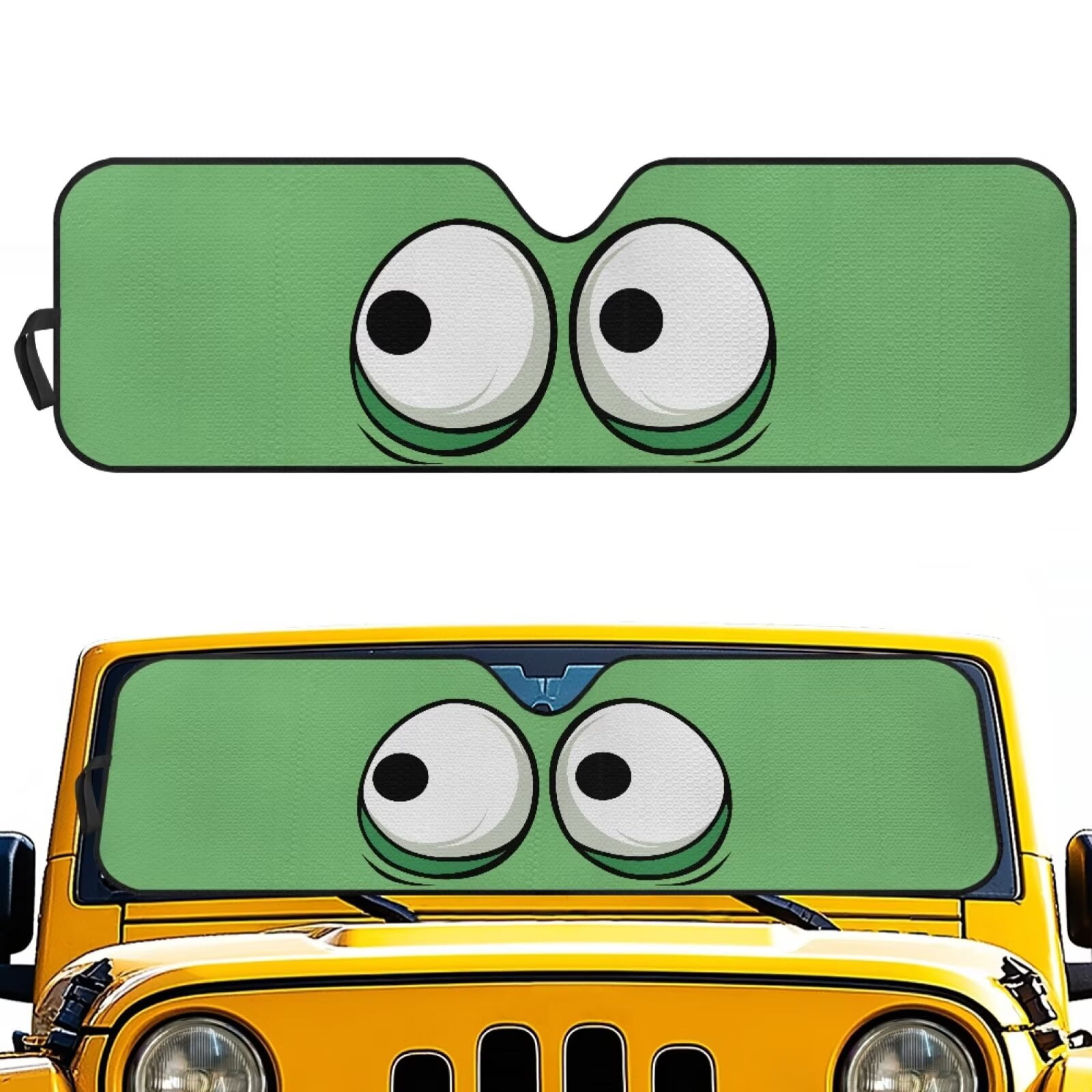 POLERO Green Cartoon Eyes Print Car Windshield Sun Shade Block UV Rays ...