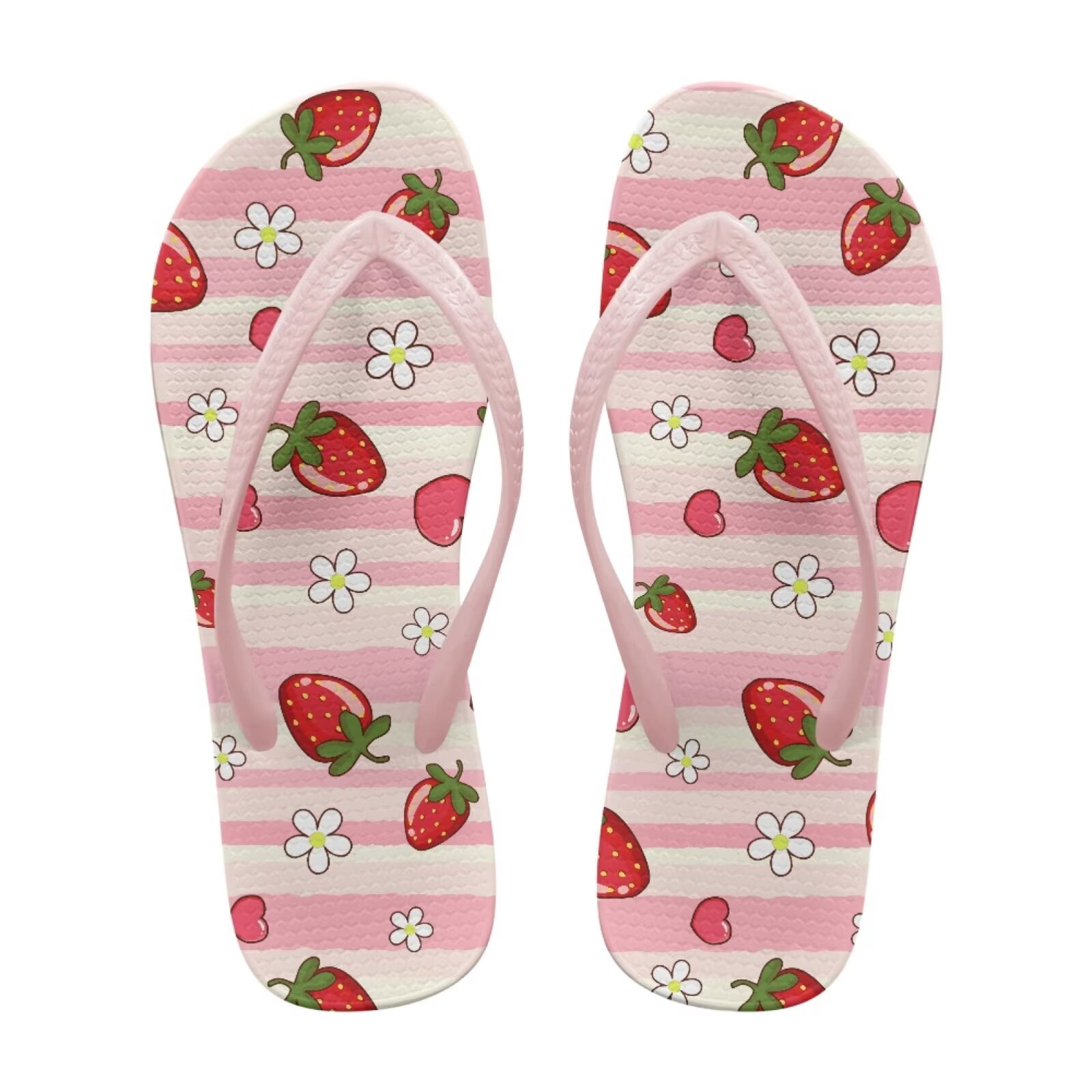 POLERO Non-slip Pink Strawberry Flip Flops for Women Yoga Mat Comfy ...
