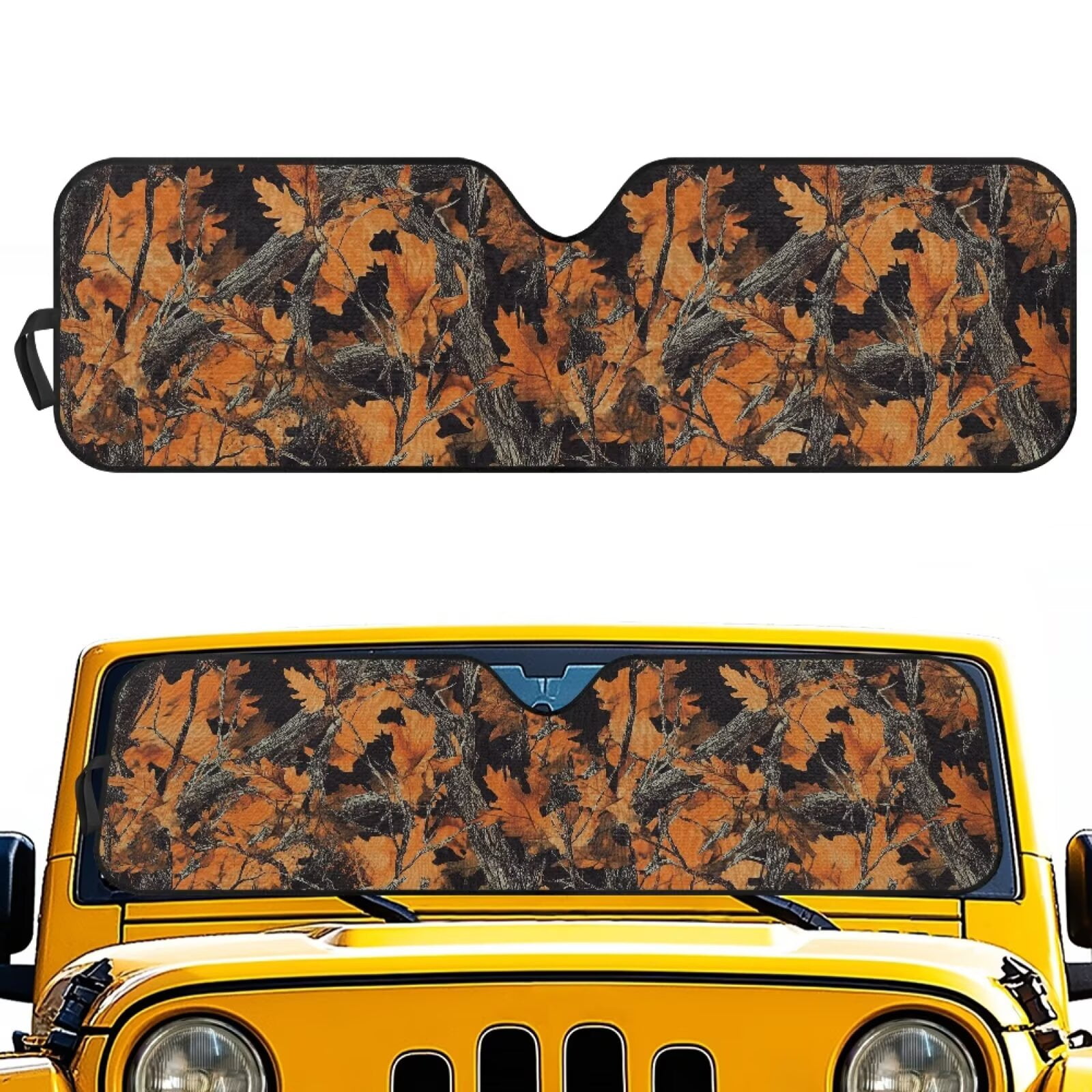 POLERO Orange Camo Hunting Car Windshield Sun Shade, Universal Car ...