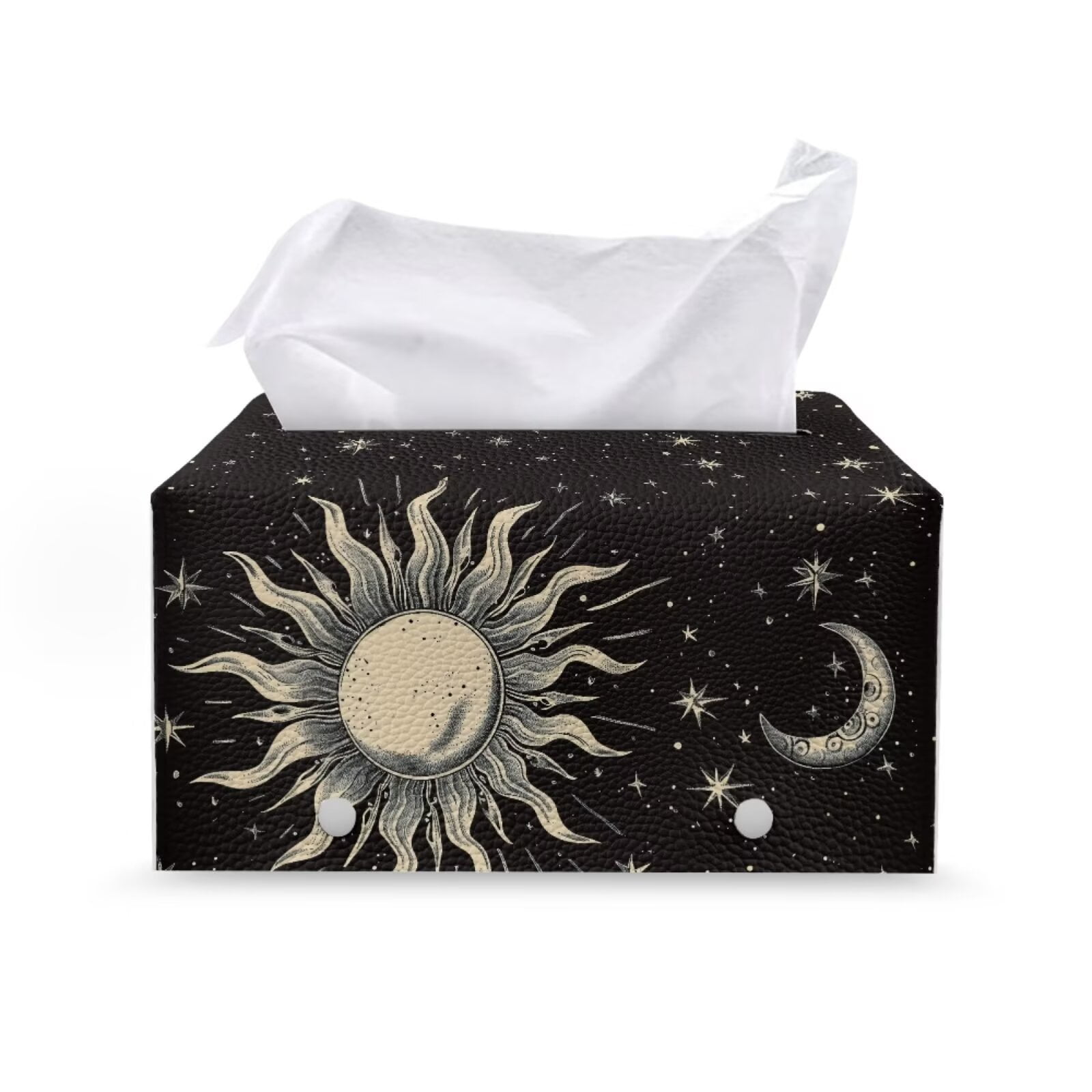 POLERO PU Leather Rectangle Tissue Box Cover - Sun&Moon Tissue Cube Box ...