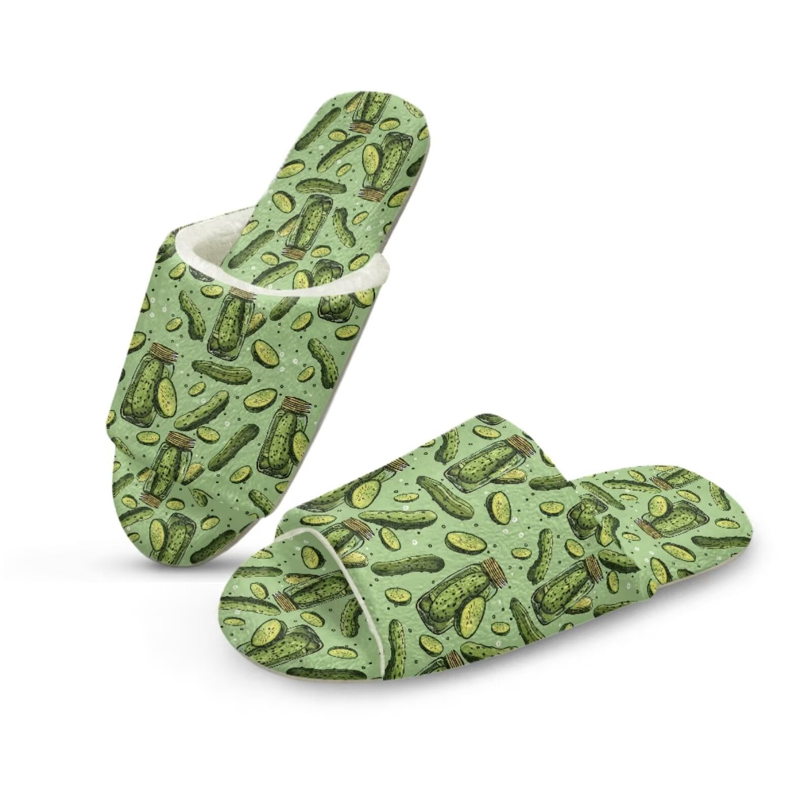 POLERO Pickle Print Slippers for Women Memory Foam House Bedroom Soft ...