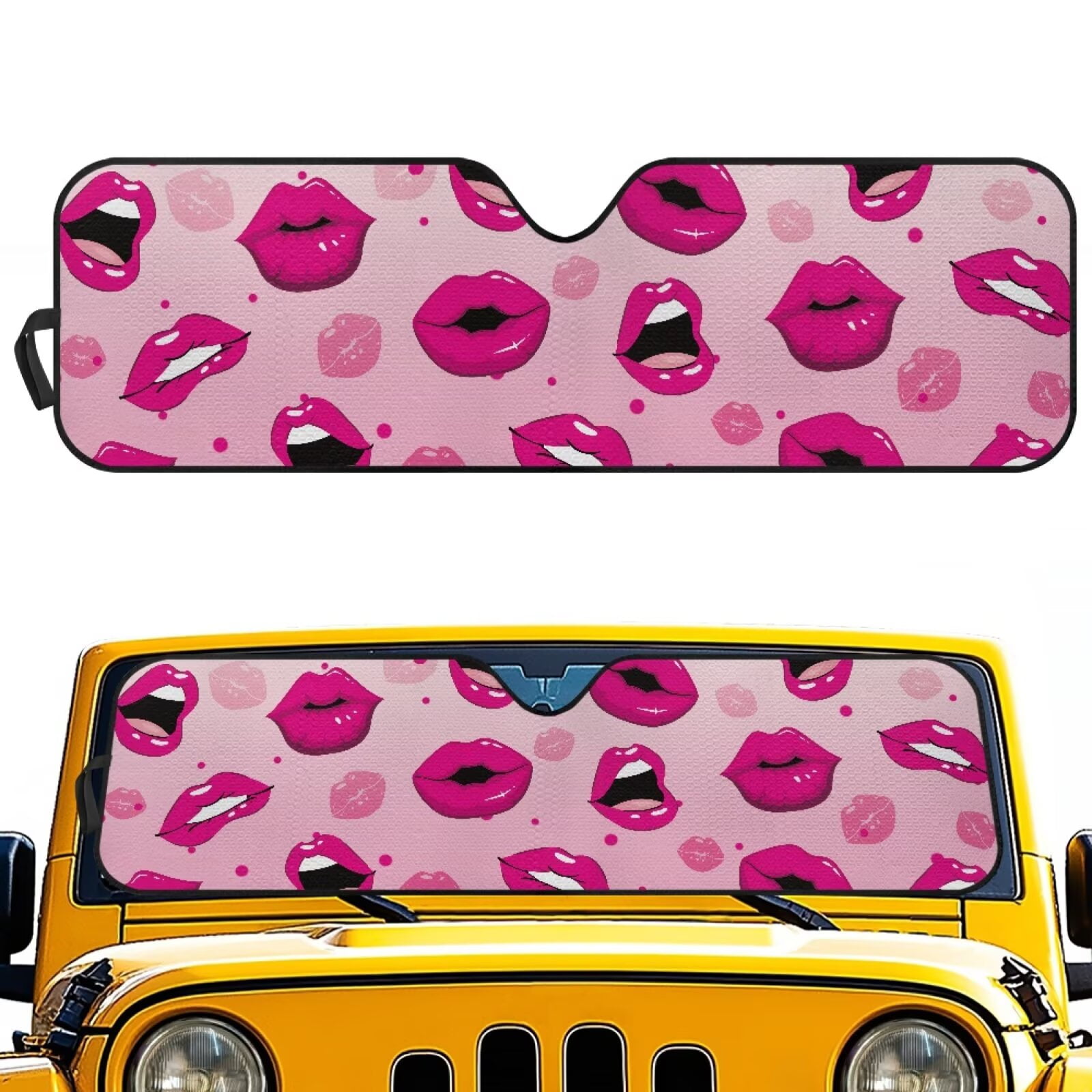 POLERO Pink Lips Front Windshield Sun Shade Foldable Front Window Sun ...