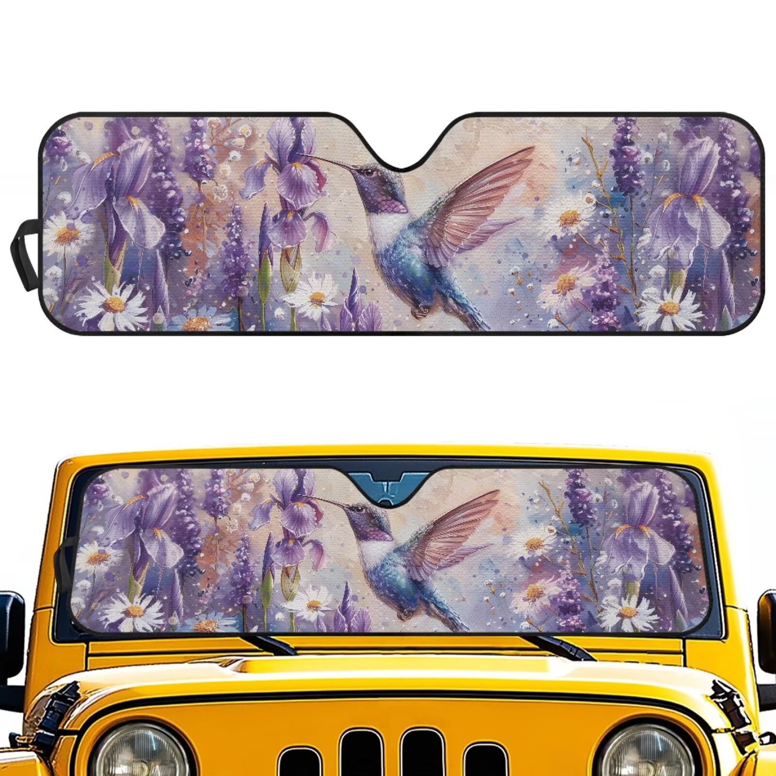 POLERO Purple Hummingbird Daisy Windshield Sun Shade, Cute Shade Heat ...