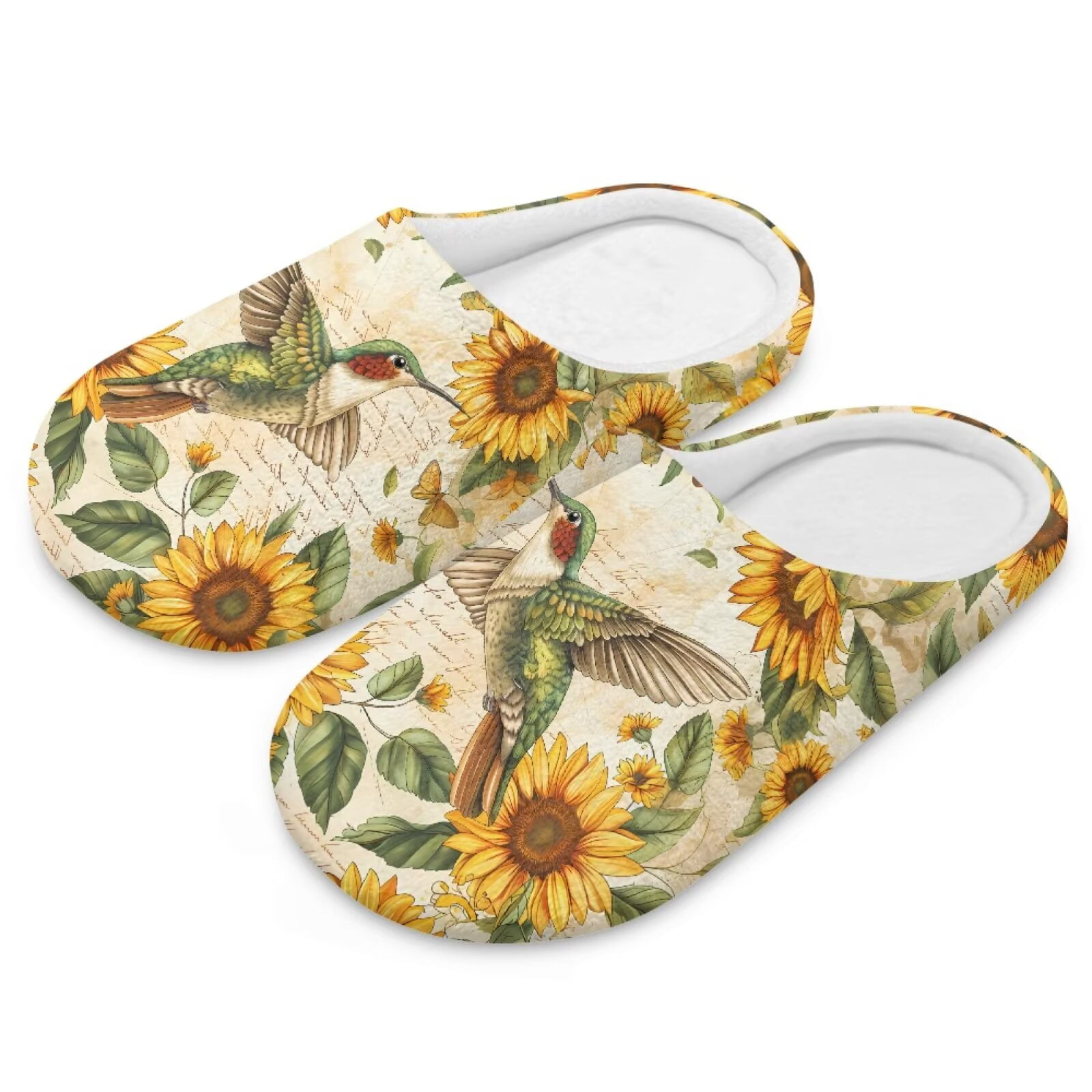 POLERO Soft House Slipper for Women Men Sunflower Hummingbird Print ...