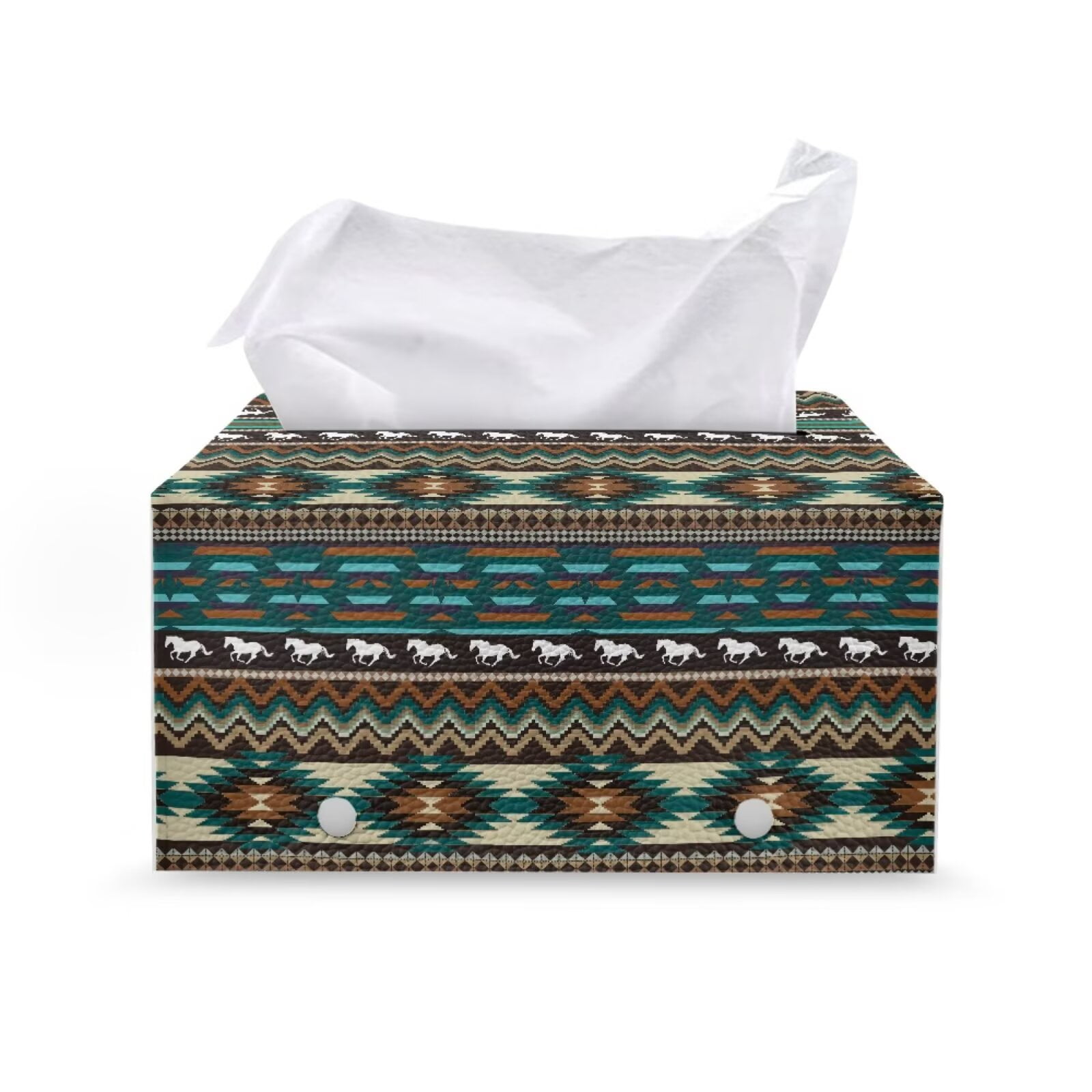 POLERO Tissue Box Cover Waterproof, Aztec Tribal Horse Rectangular PU ...