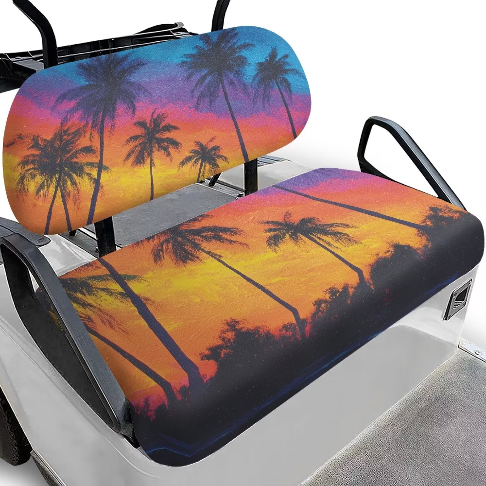 POLERO Tropical Palm Tree Sunset Print Golf Cart Seat Covers and ...
