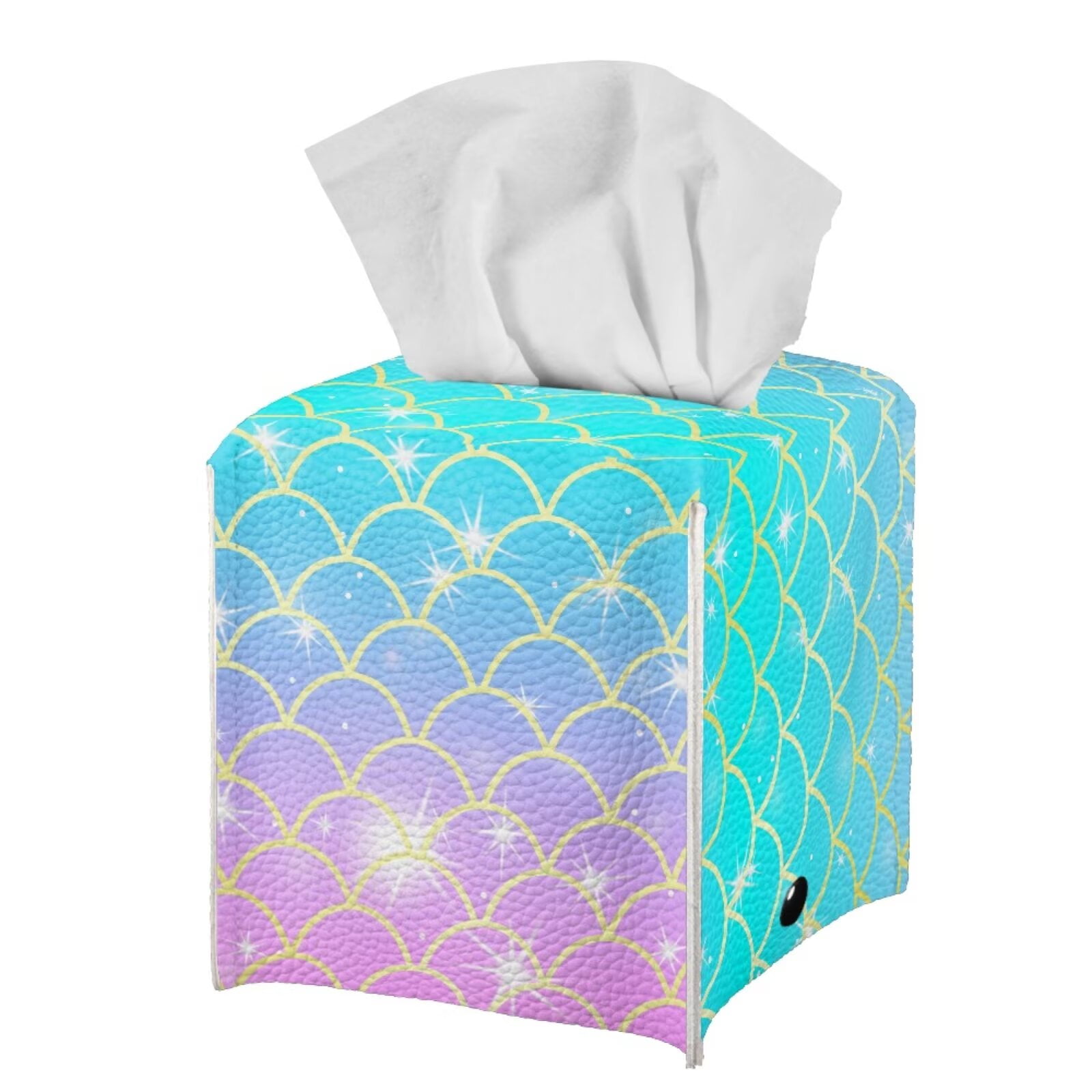 POLERO Waterproof Tissue Box Cover Square with Bling Mermaid Scale ...