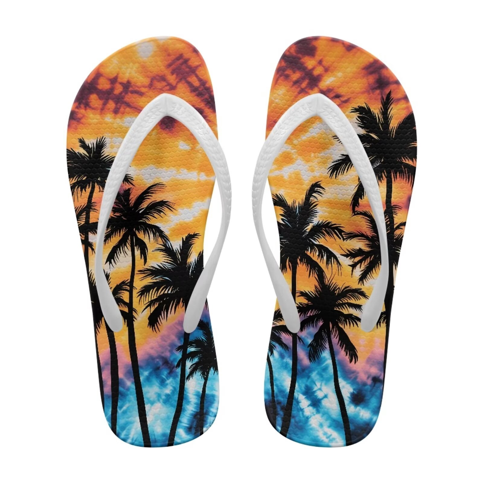 POLERO Women Shower Flip Flops Palm Tree Lightweight Tie-dye Walking ...