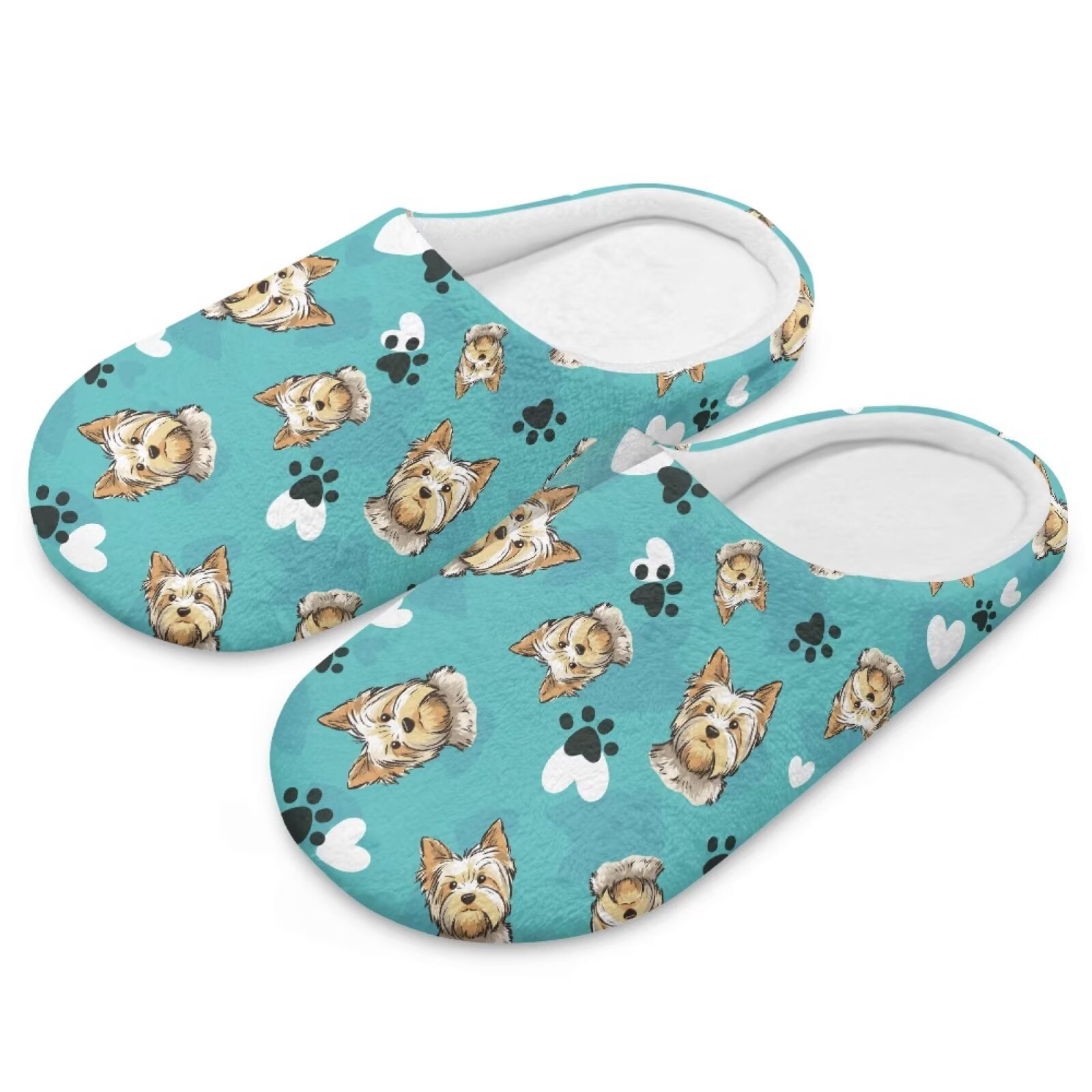 POLERO Womens Slippers Cartoon Yorkshire Terrier Print Closed Toe House ...