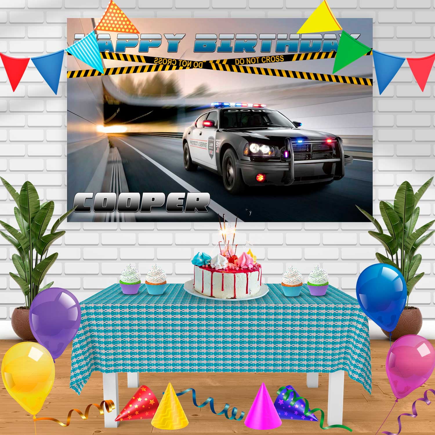 POLICE Birthday Banner Personalized Party Backdrop Decoration 60 x 44 ...