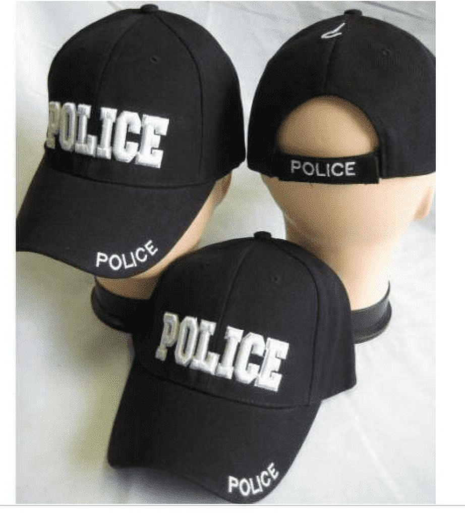 POLICE EMBROIDERED ADJUSTABLE HAT black baseball ball officer law cop ...