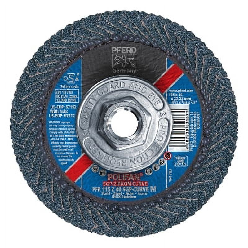 POLIFAN SGP Zircon-Curve Radial Type PFR Flap Disc, 4-1/2 in x 5/8 in ...