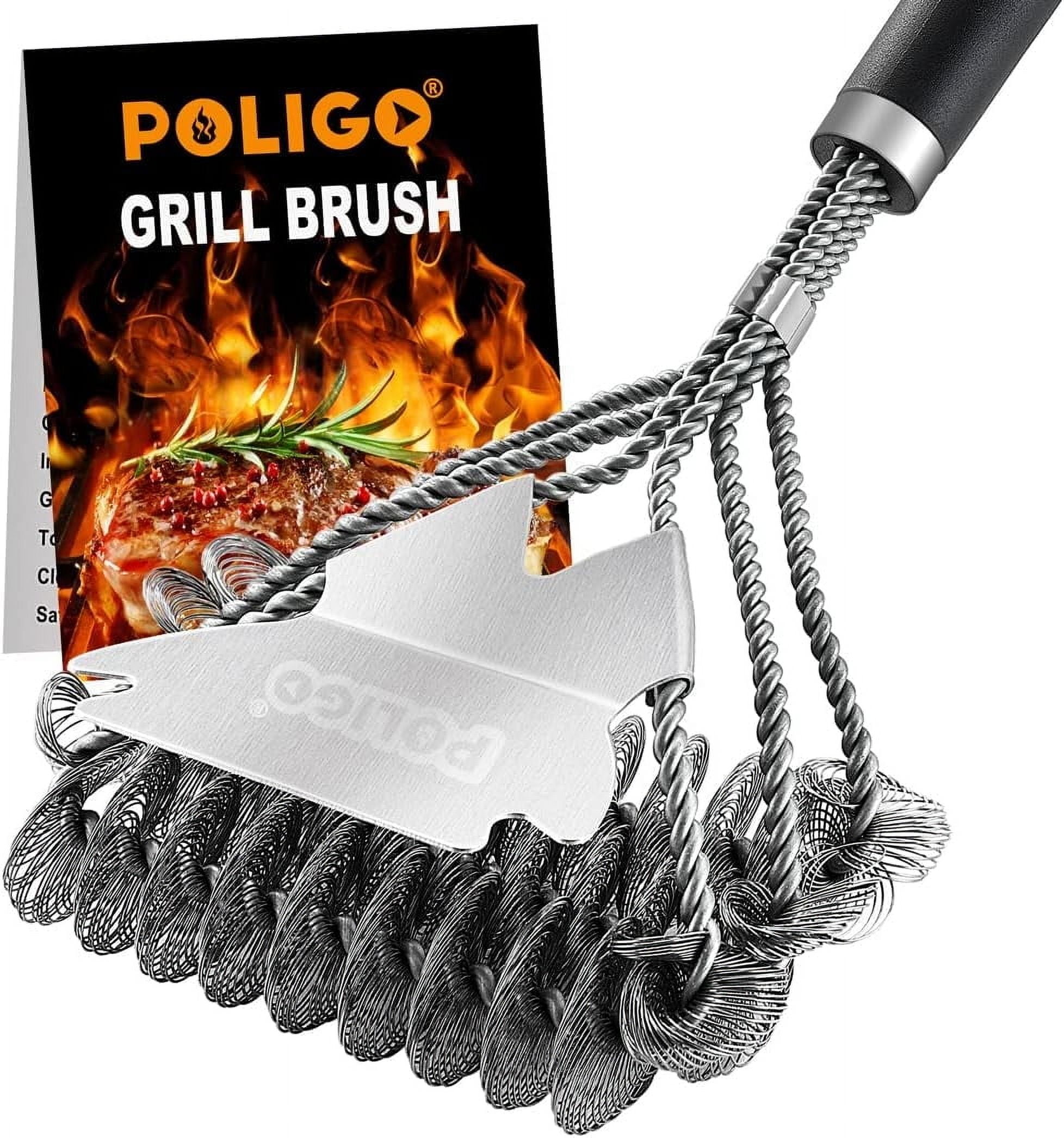 POLIGO Grill Brush and Scraper Bristle Free - Ideal Stainless Steel BBQ ...