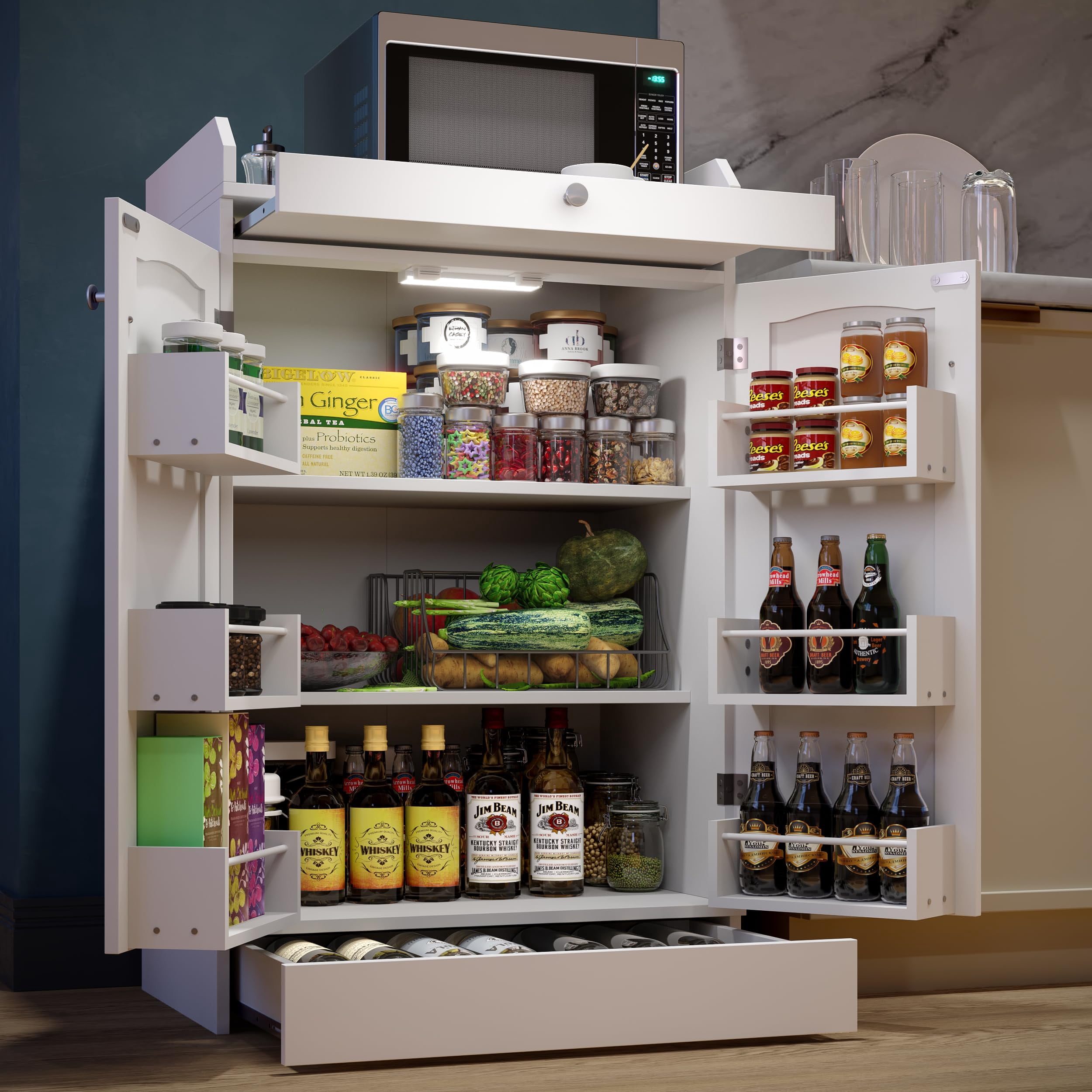 POLIHOME 41" LED Kitchen Pantry Storage Cabinet - Walmart.com