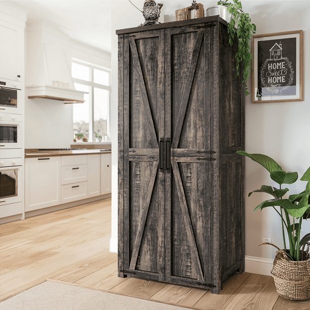 POLIHOME 72" Kitchen Pantry Cabinet - Led Food Storage Cabinet Cupboard ...
