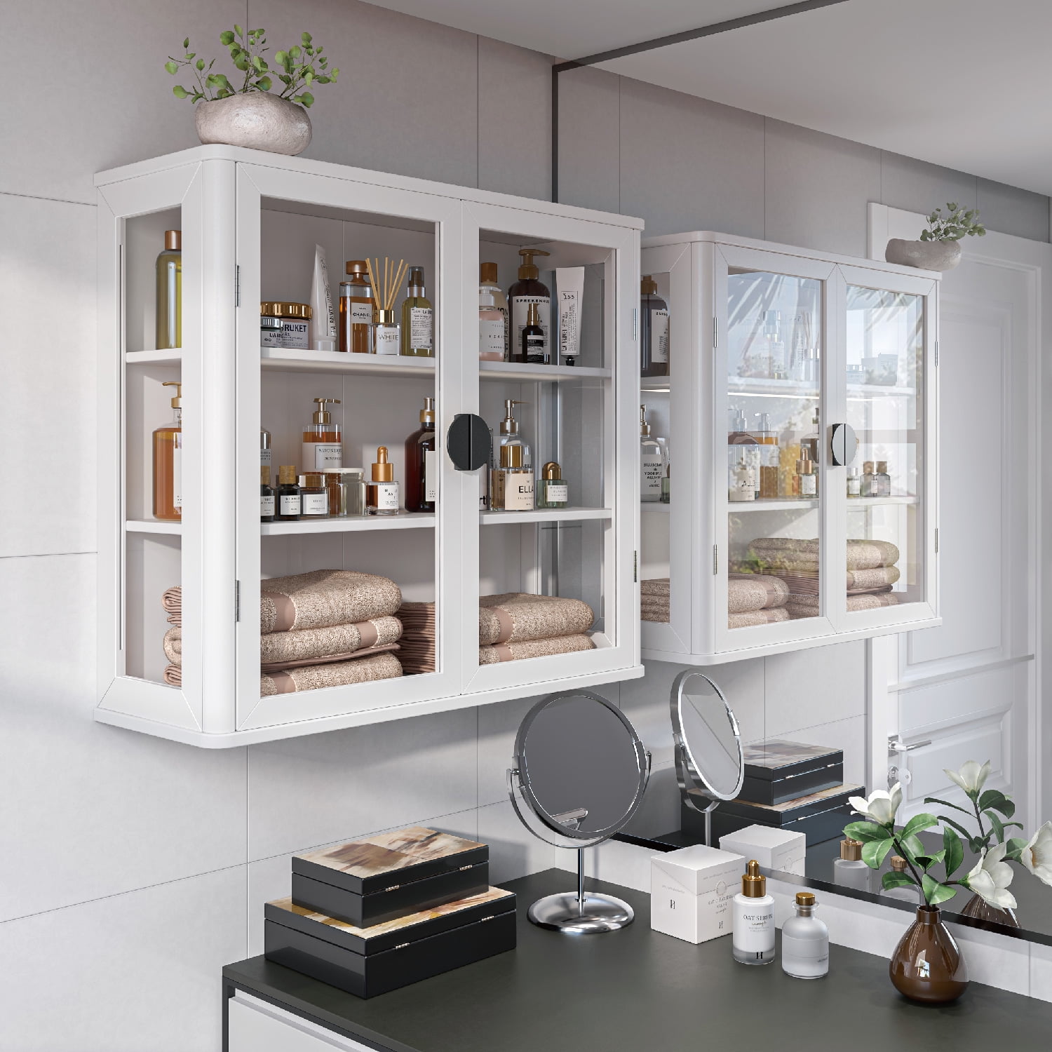 POLIHOME Floating Cabinet with Adjustable Shelves for Kitchen，28 inches ...