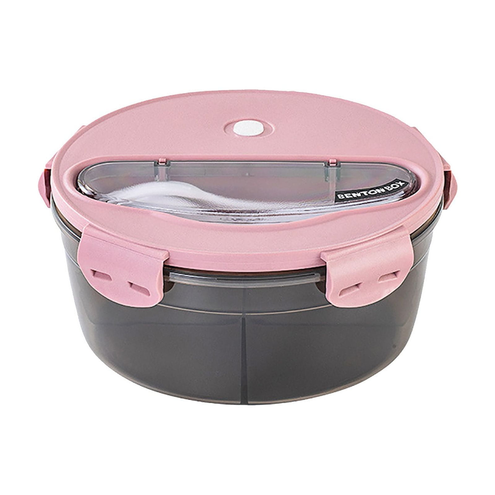 POLISE Spaces 3-Compartment Round Bento Box with Cutlery Set, Microwave ...