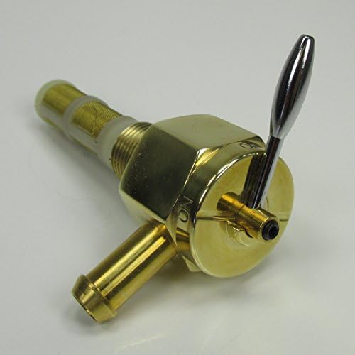 POLISHED BRASS Motorcycle 3/8" NPT HI-FLOW Petcock LEFT 90 Degree Fuel ...