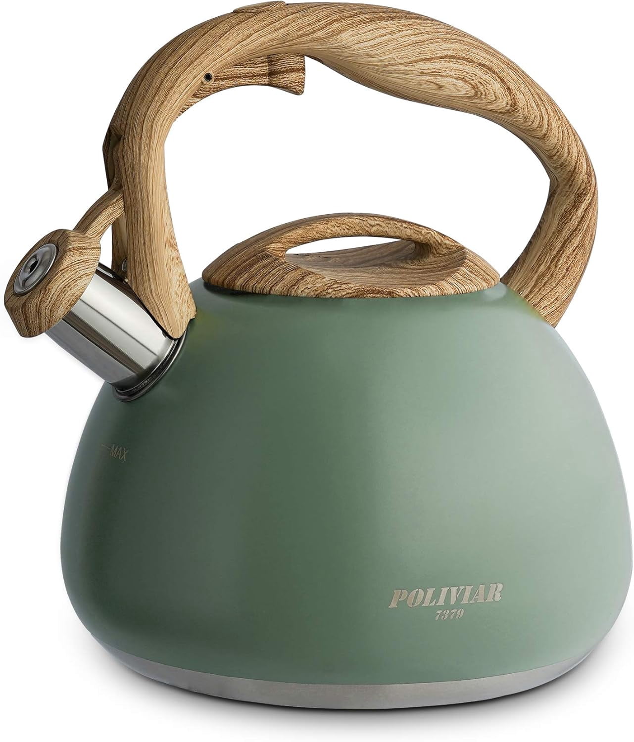 POLIVIAR Tea Kettle, 2.7 Quart Natural Stone Finish with Wood Pattern ...